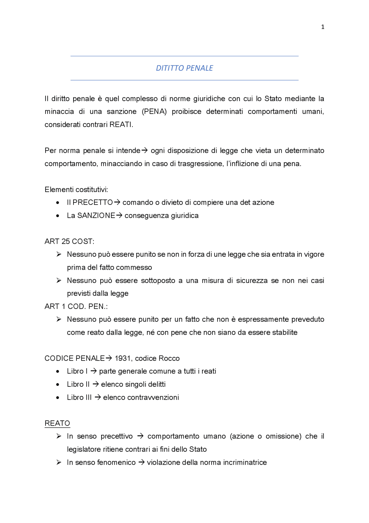 Elementi Diritto Penale Docsity