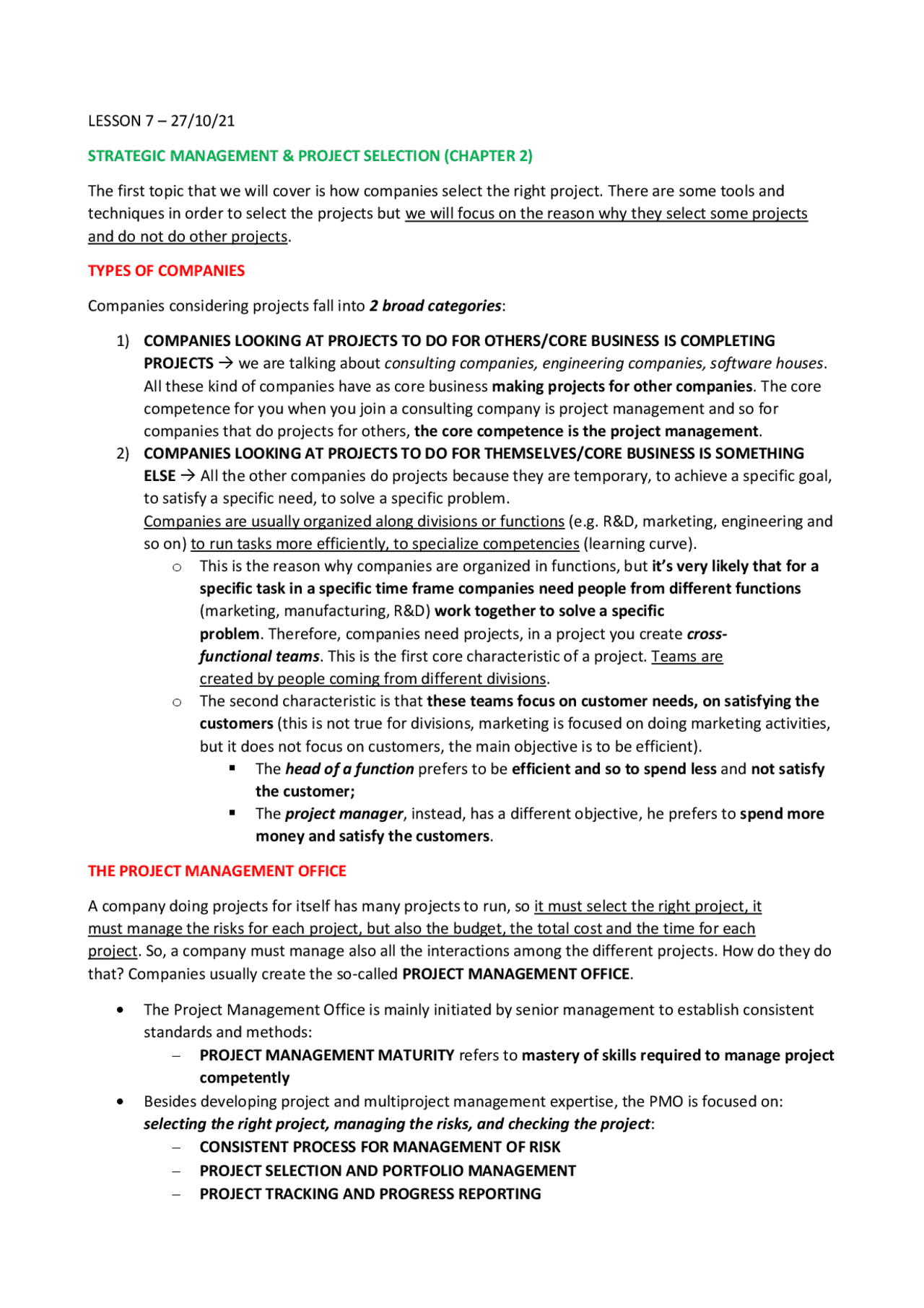 Appunti Project Management Secondo Parziale Docsity
