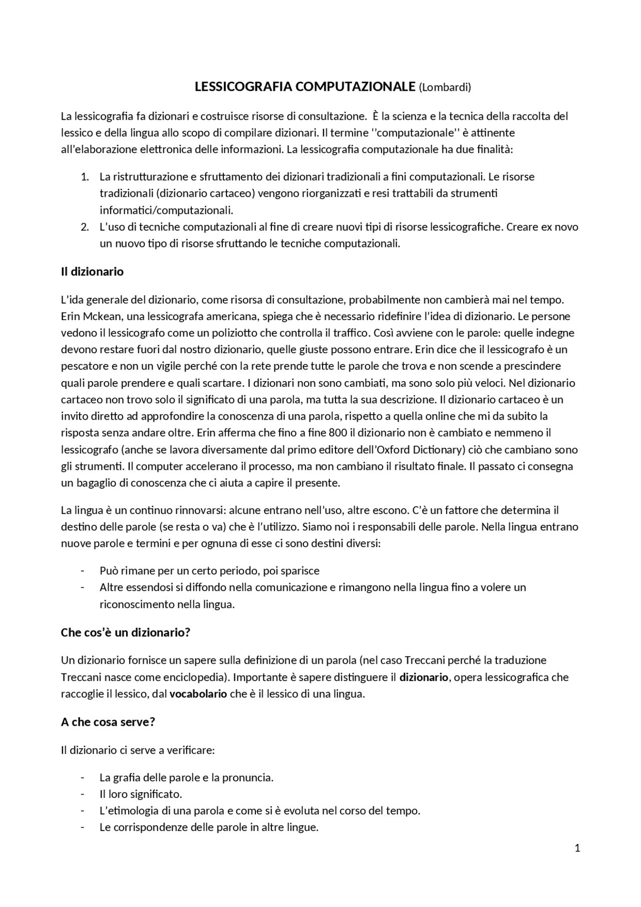 Linguistica Computazionale Appunti Docsity