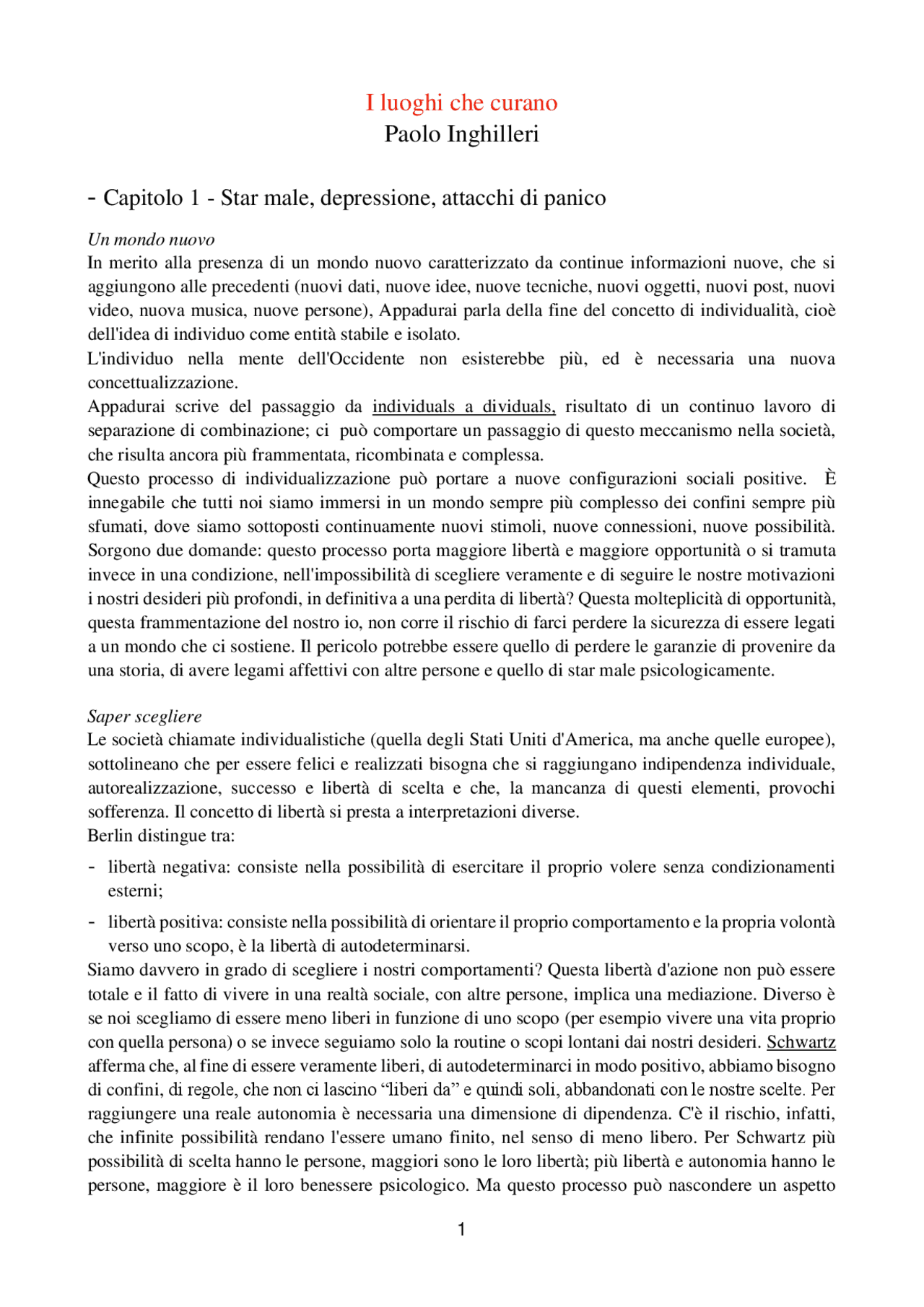 Riassunto I Luoghi Che Curano Docsity