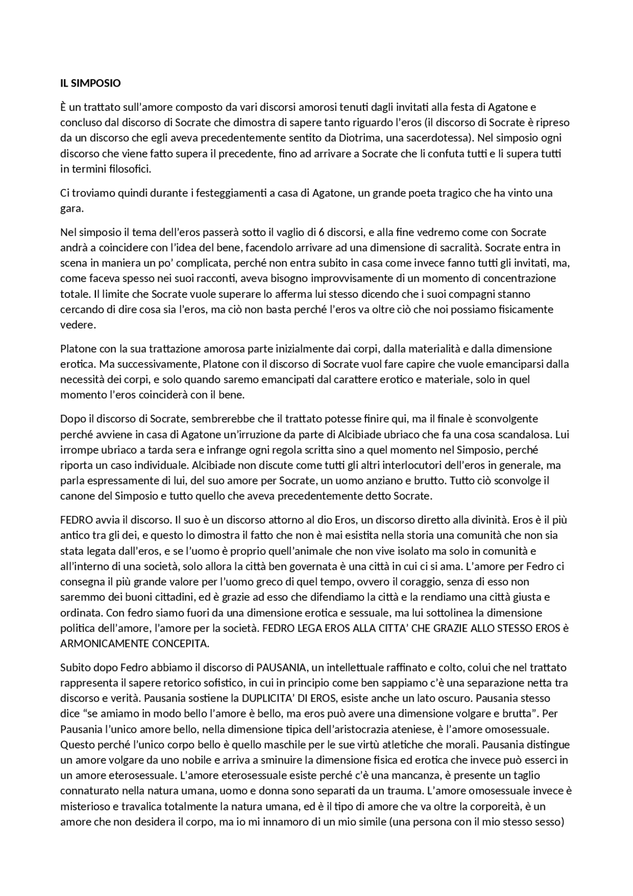 Il Simposio Di Platone Spiegazione Docsity