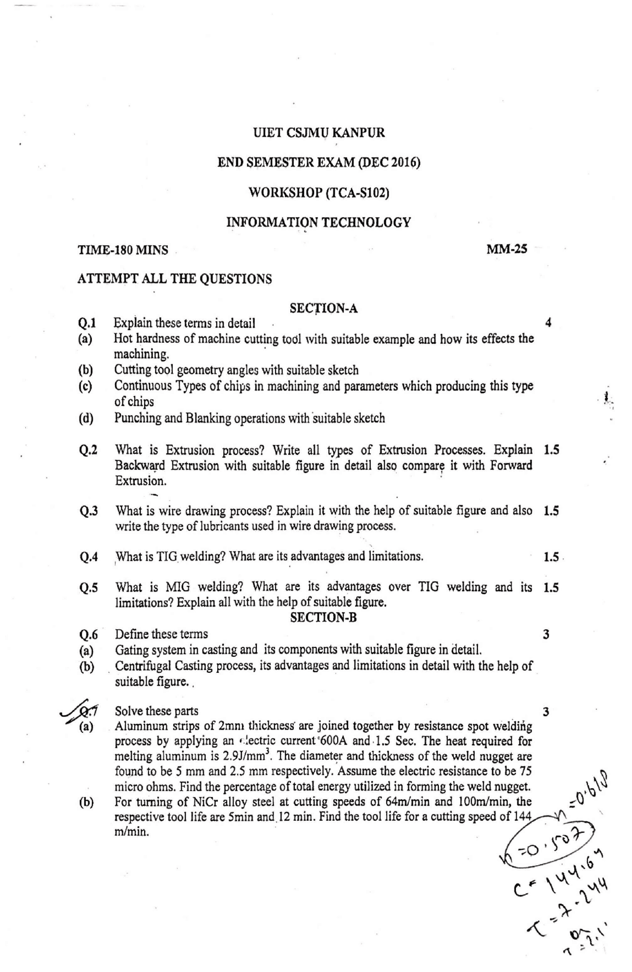 Workshop Question Paper Uiet Kanpur 2k17 Docsity
