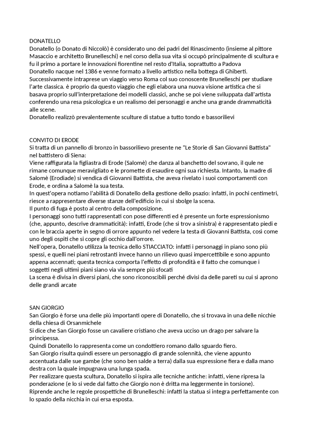 Donatello Appunti Discorso Docsity