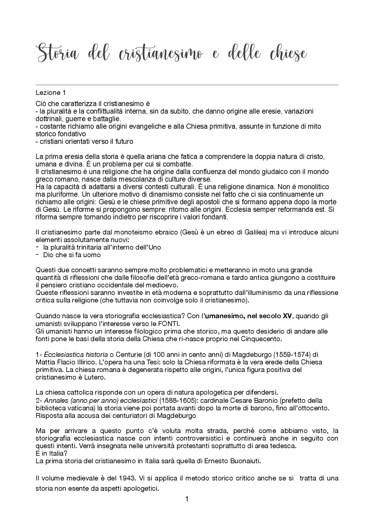 Storia Del Cristianesimo E Delle Chiese Appunti Di Storia Docsity