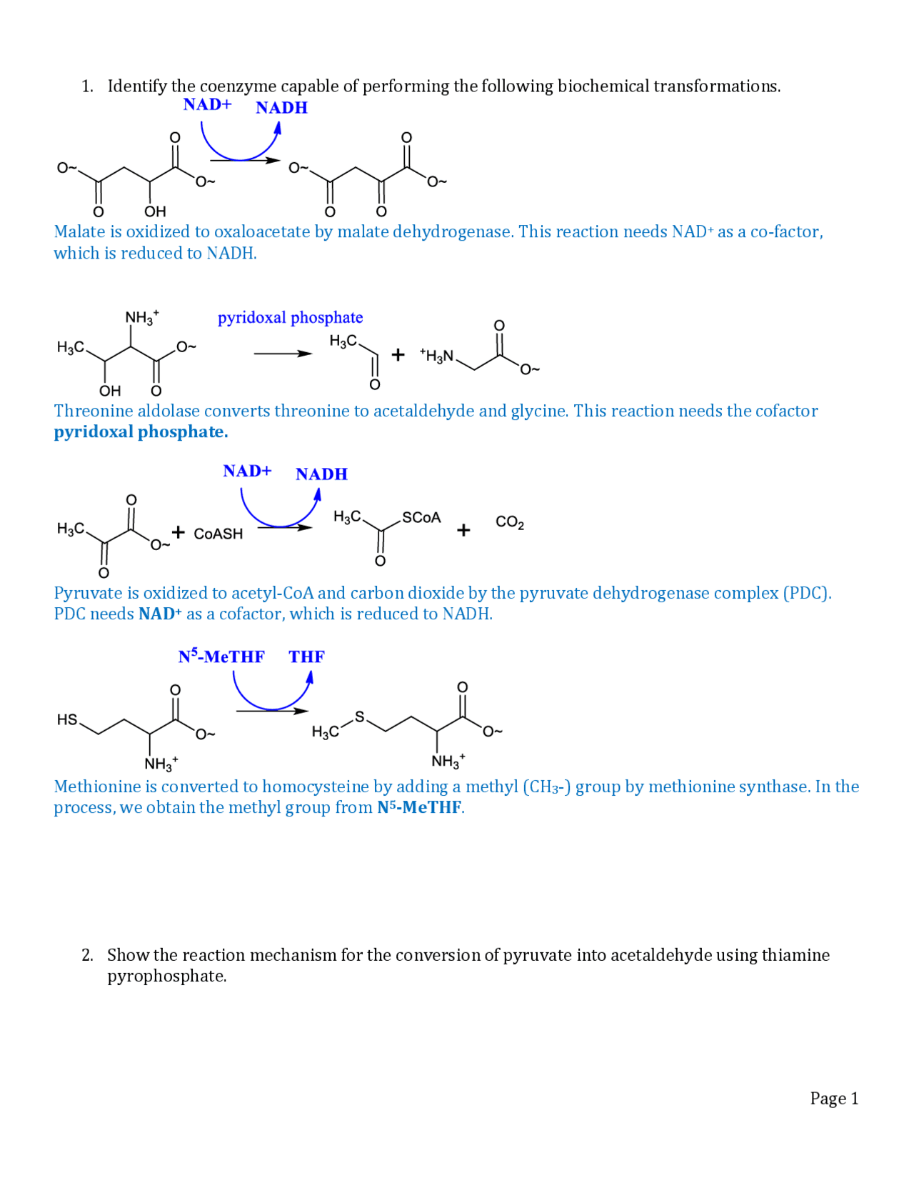 Biochemistry Exercises With Explanations Oxidation And Reduction