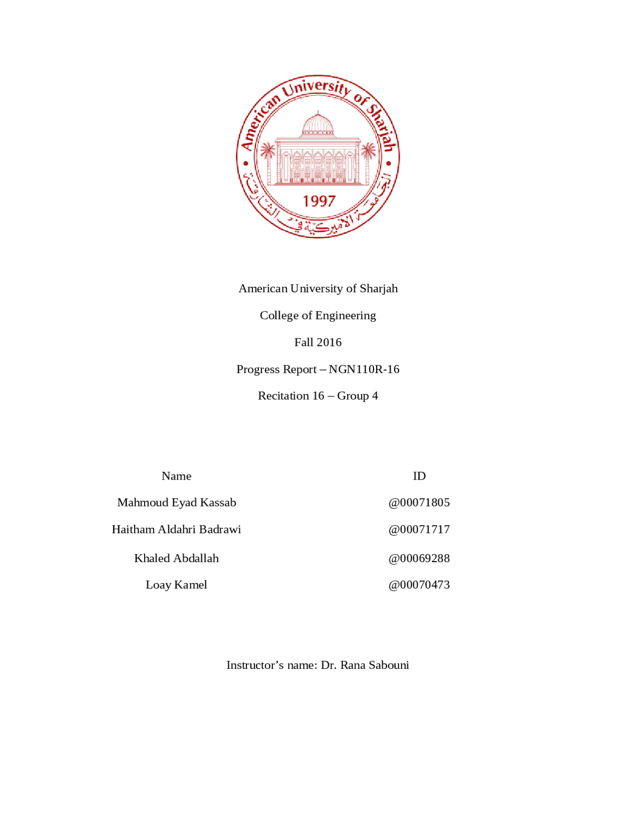 Progress report of NGN 110 - Docsity