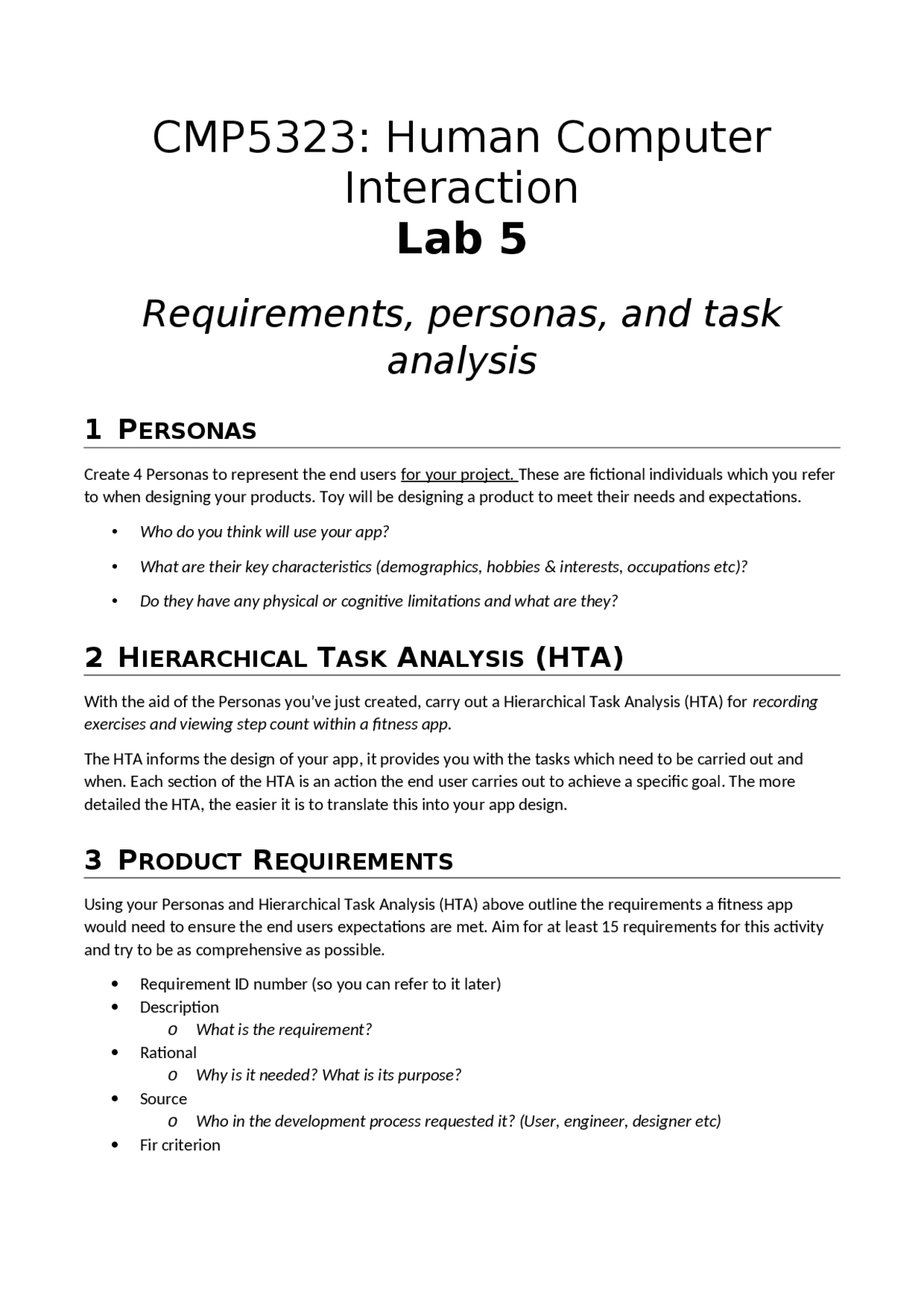 Cmp Human Computer Interaction Lab 5 Docsity