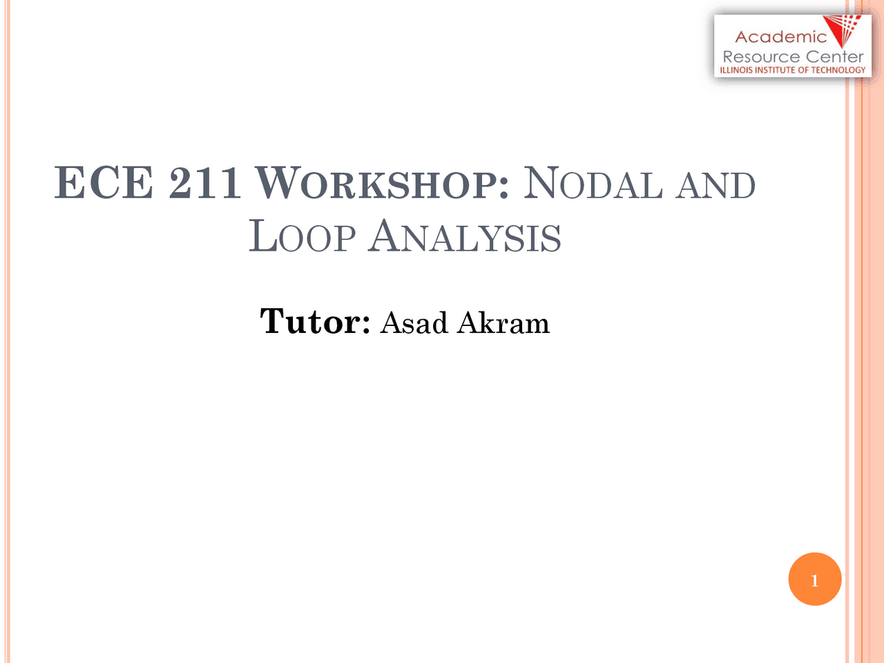 Nodal And Loop Analysis Docsity