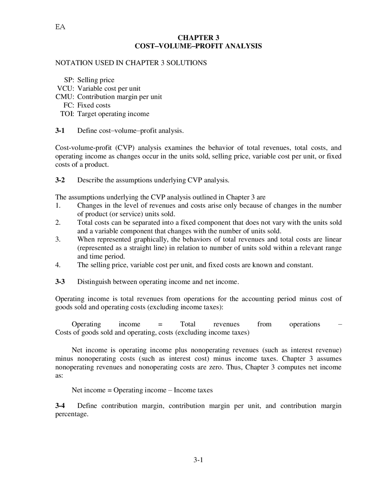 Cost Volume Profit Analysis Exercises Economics Docsity