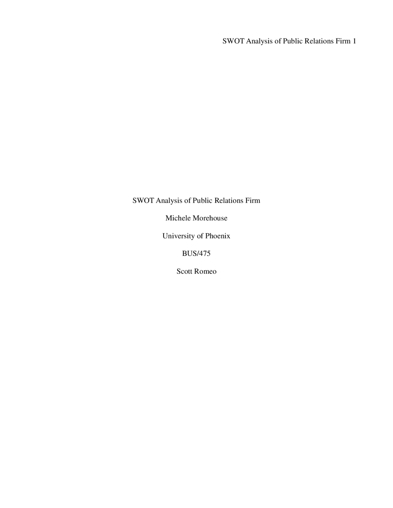 Swot Analysis Of Public Relations Firm Docsity