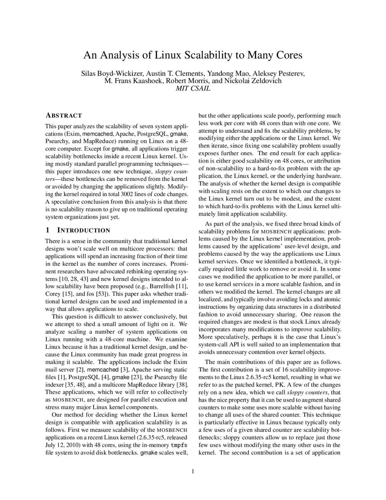 An Analysis of Linux Scalability to Many Cores | Study Guides, Projects, Research Linux skills ...