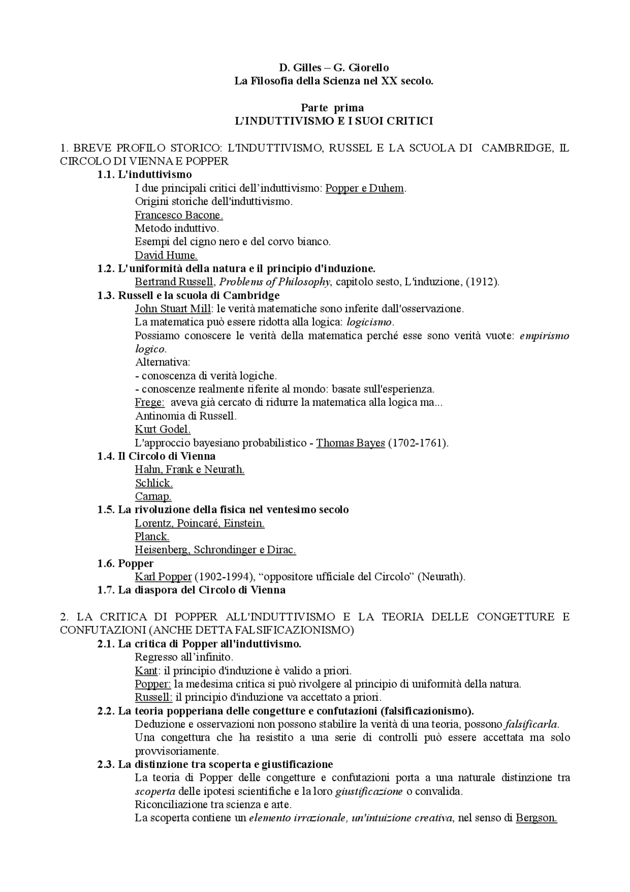 FILOSOFIA DELLA SCIENZA - CORSO DEL PROF. LUCA GUZZARDI - Docsity