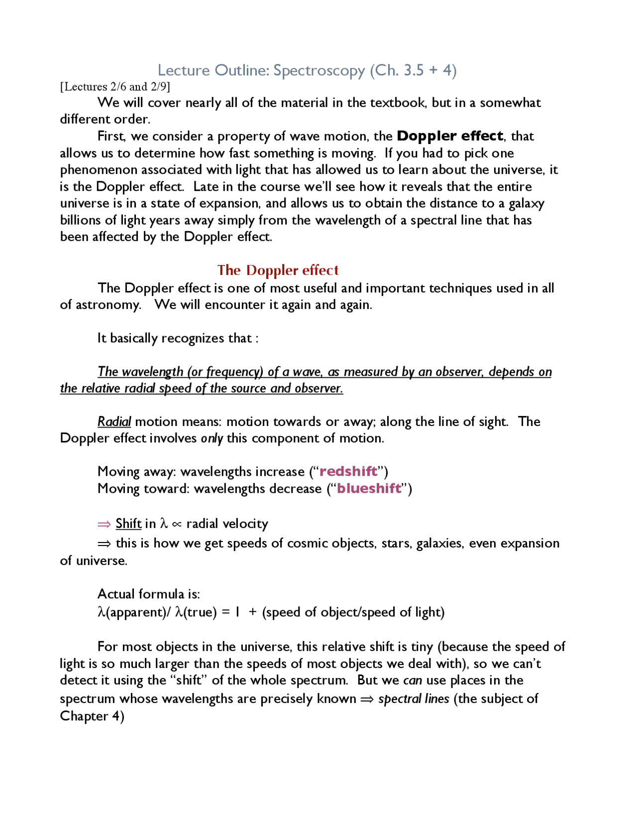 Analysis Of Spectral Lines Docsity