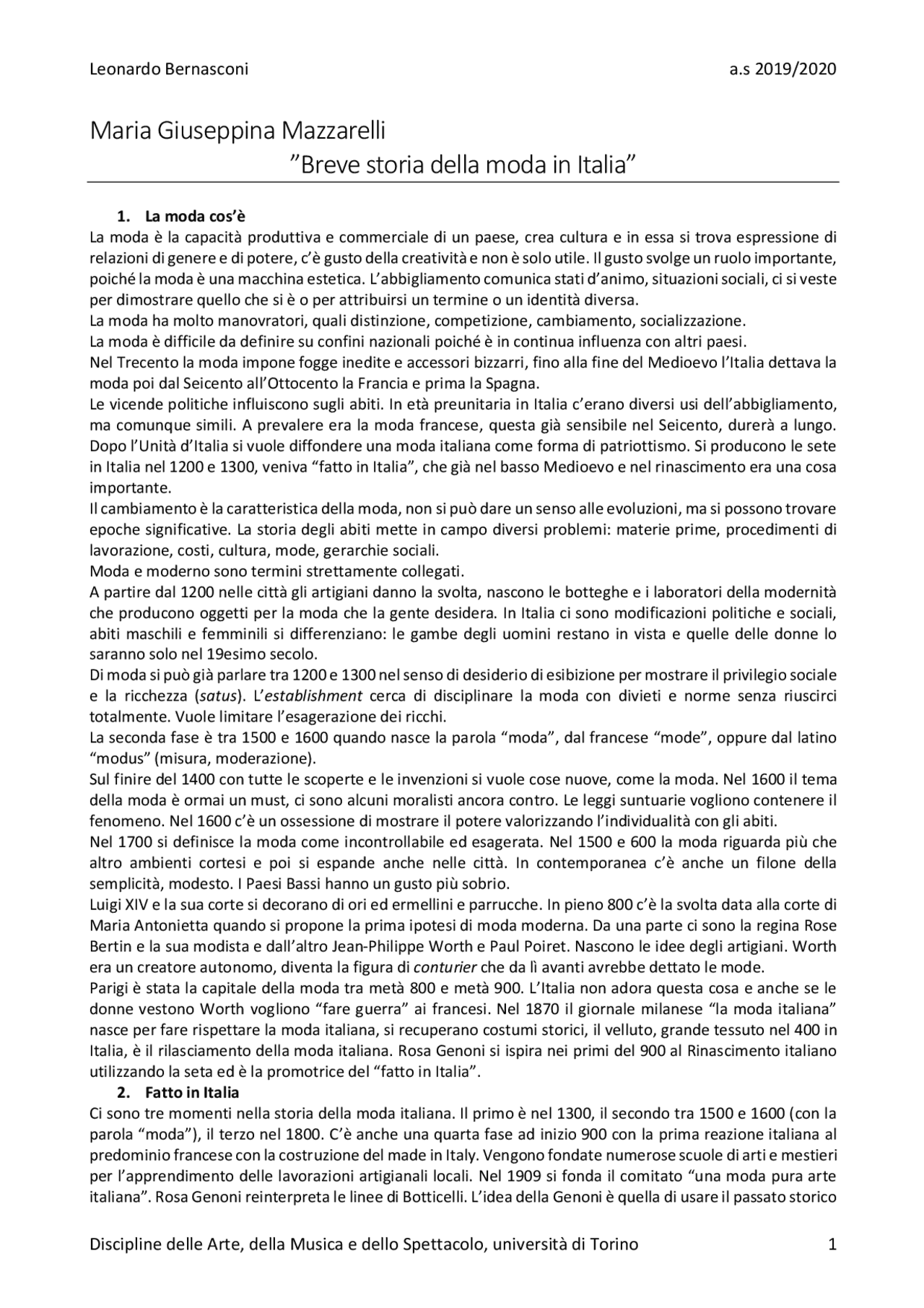 Riassunto Libro Sulla Moda E Costume Docsity