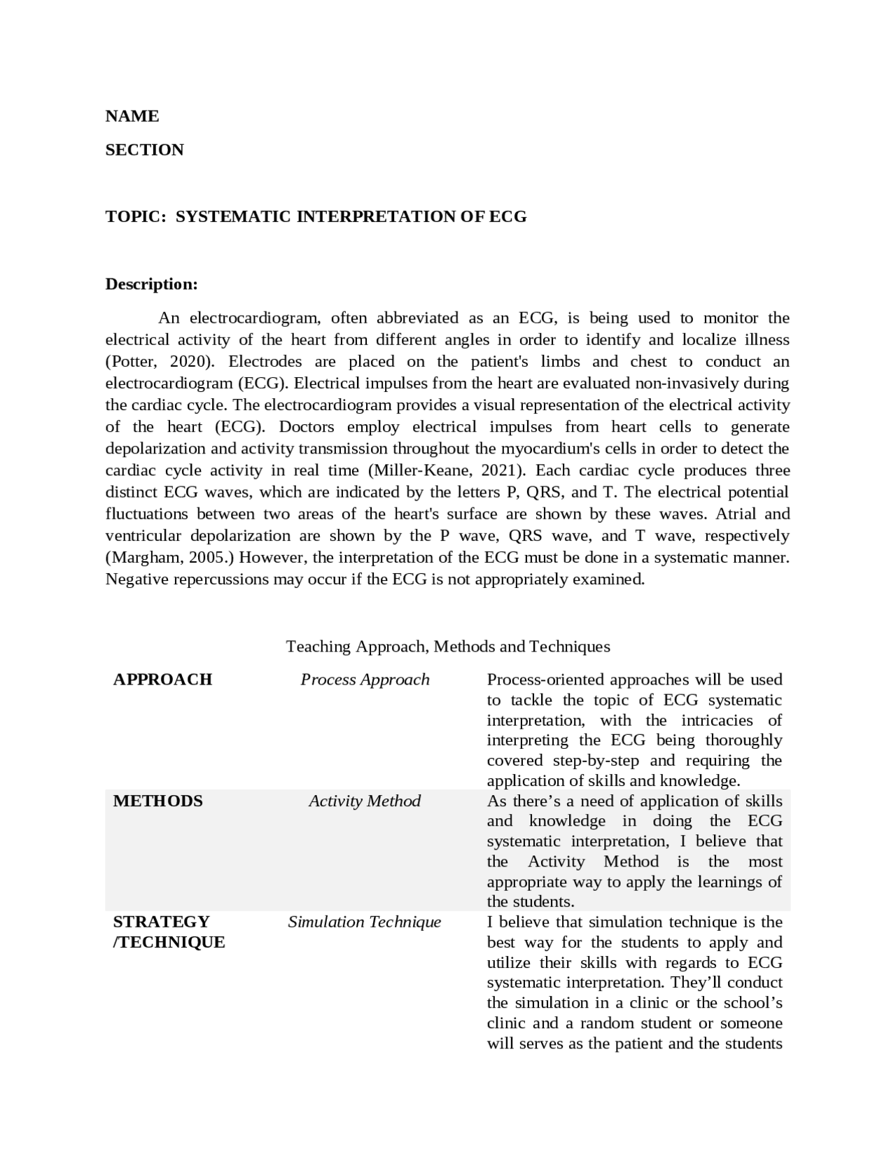 Ecg Systematic Interpretation Docsity