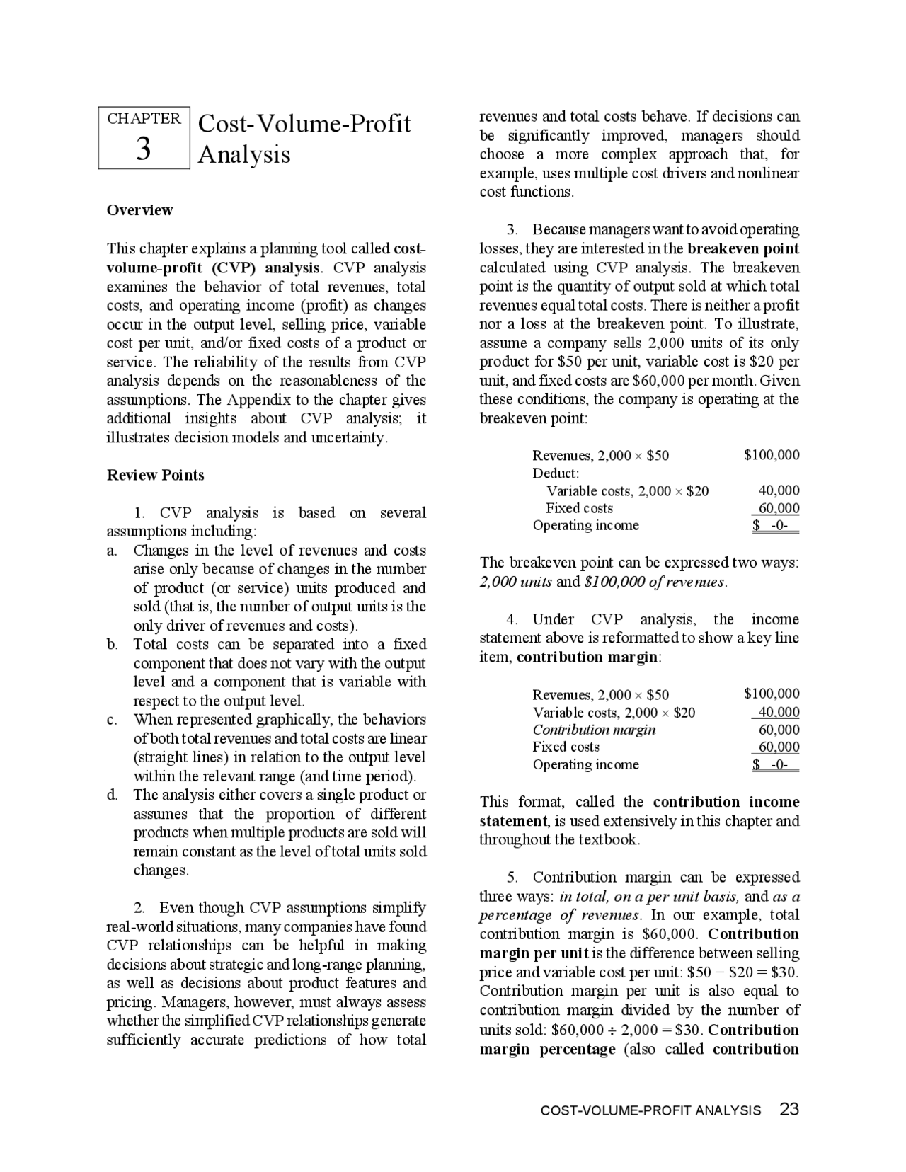 Cost Volume Profit Analysis Docsity
