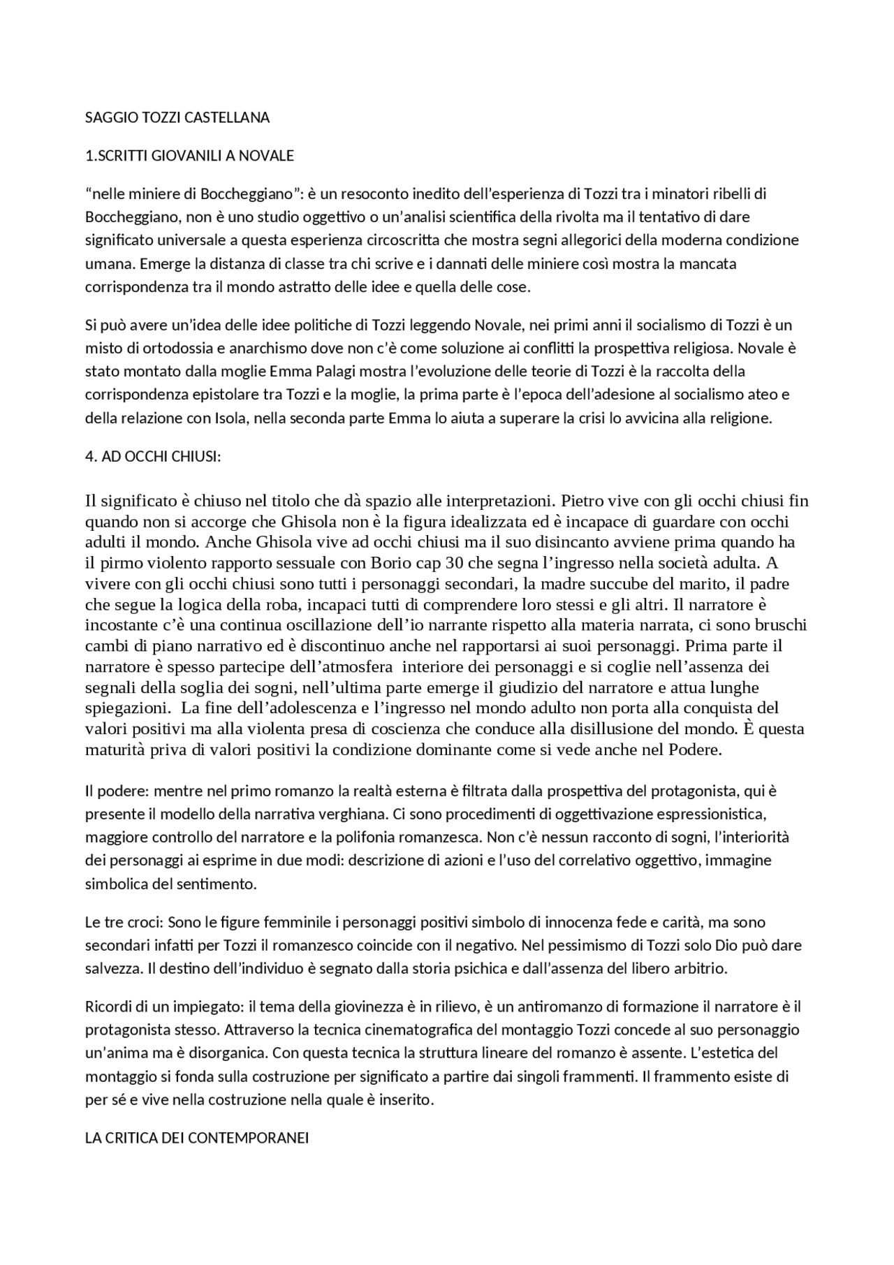 Saggio Su Umberto Tozzi Docsity