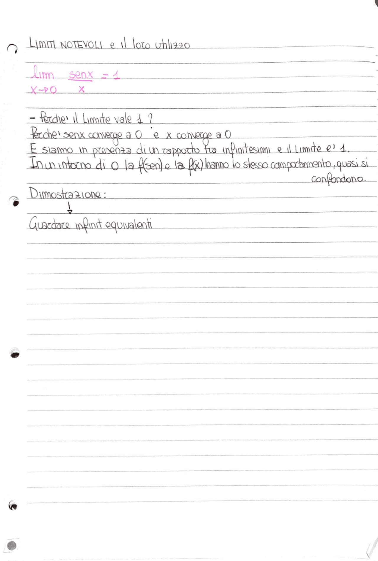 Limiti Notevoli E Il Loro Utilizzo Docsity
