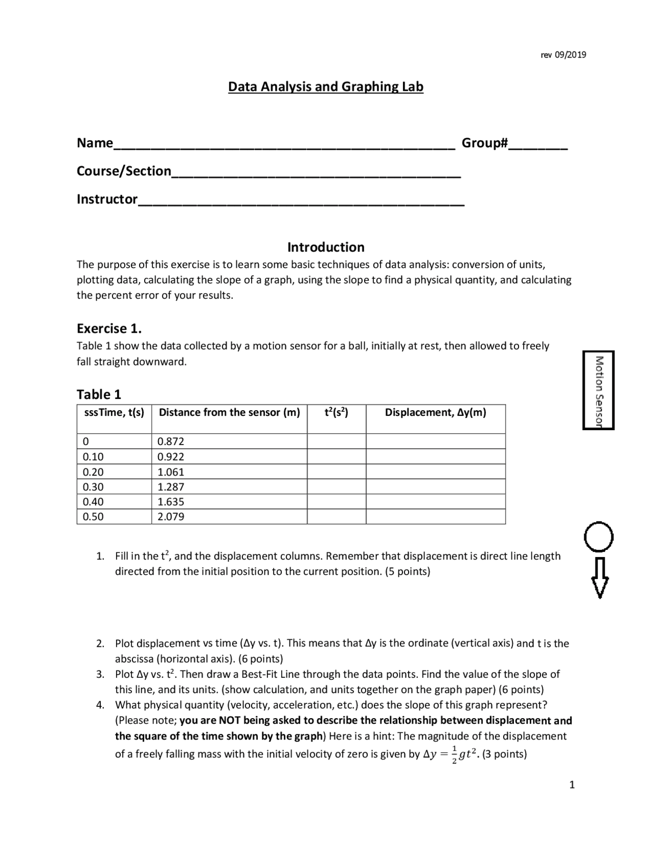 Data Analysis And Graphing Lab Docsity
