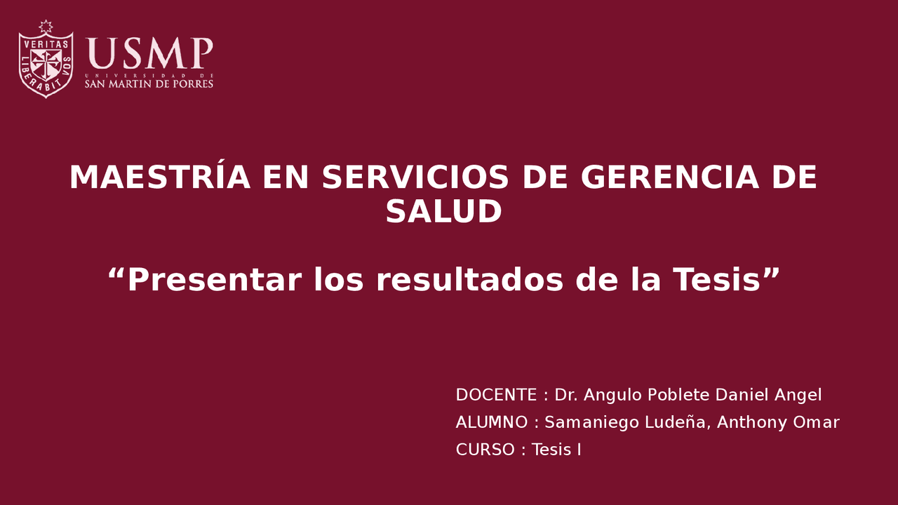Presentación de los resultados de Tesis | Tesis de Metodología de ...