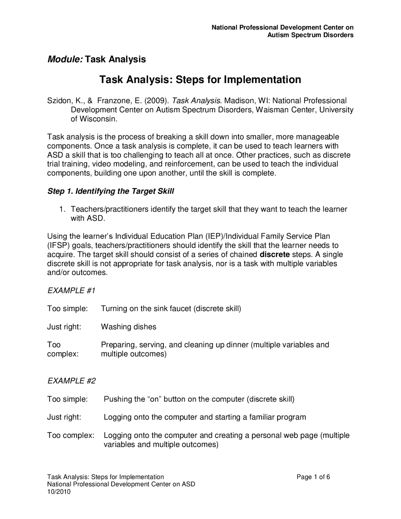 Module Task Analysis Docsity
