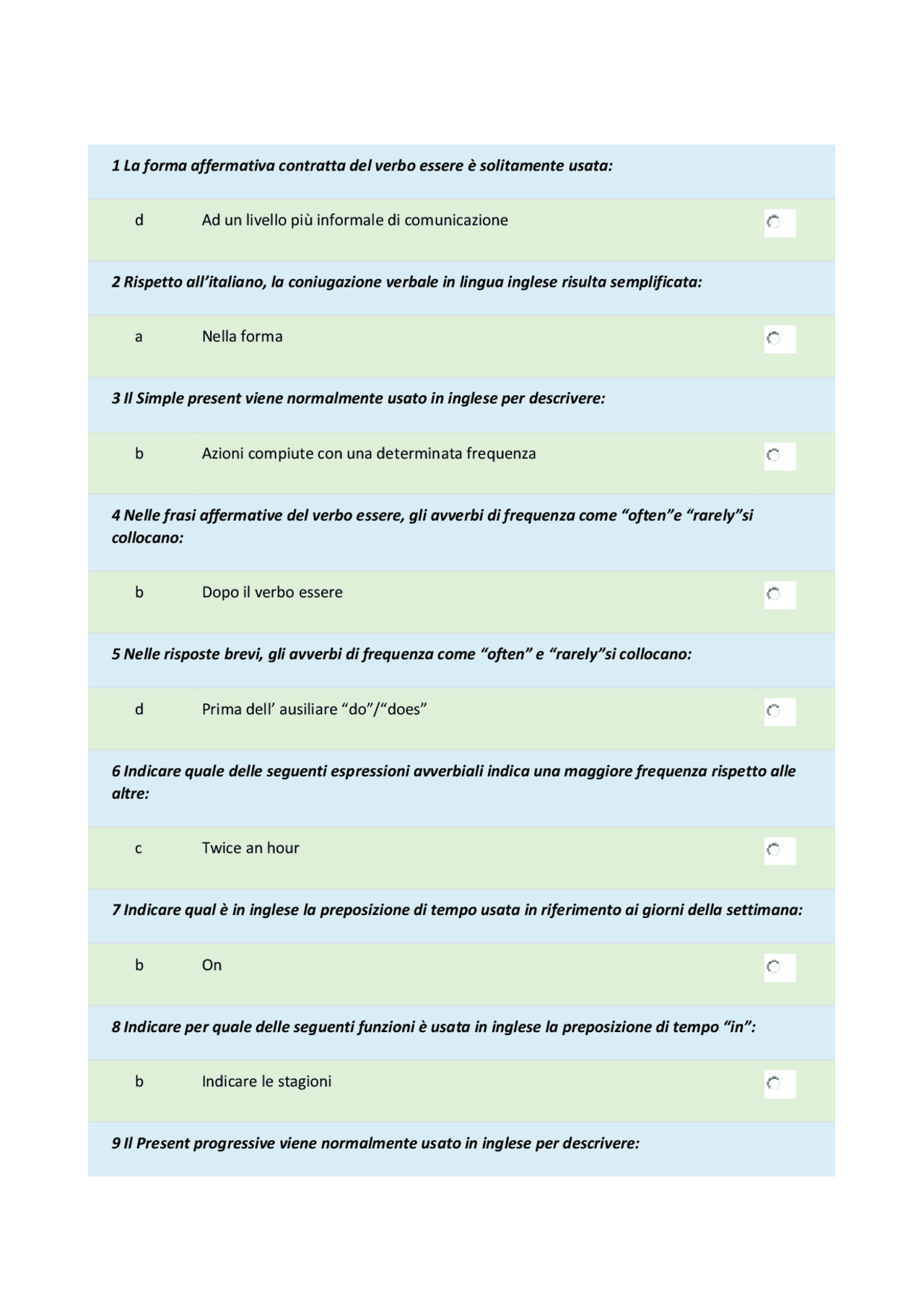 Test Di Lingua Inglese Docsity