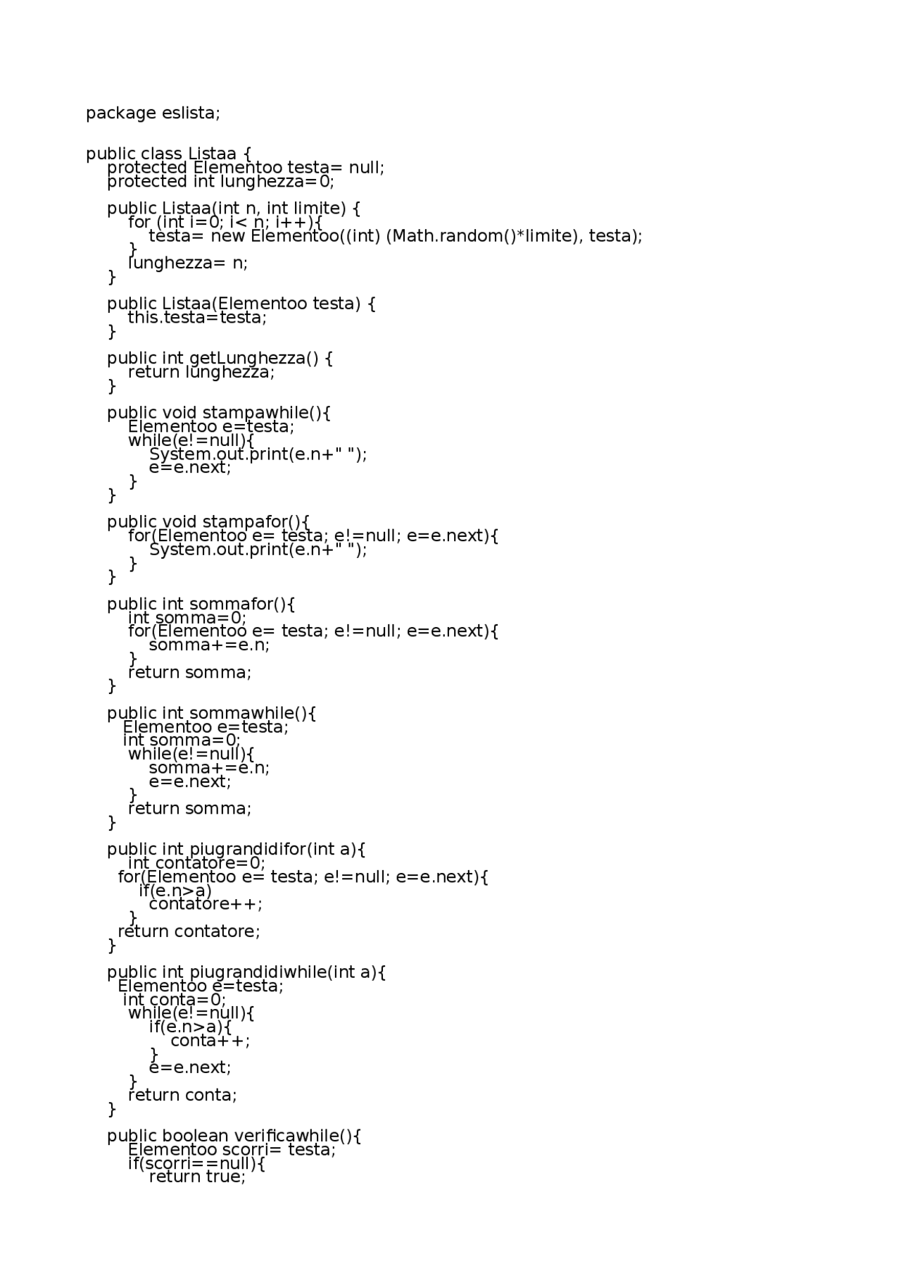 Esempi di codice Java: Lista e Vector | Esercizi di Programmazione Java ...