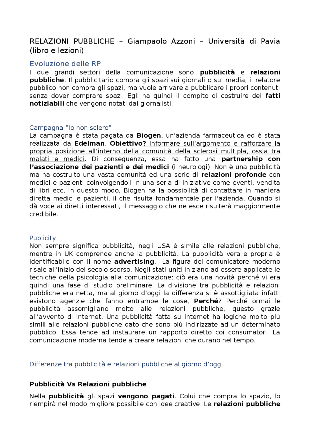 Riassunti Esame Relazioni Pubbliche Librolezioni Docsity