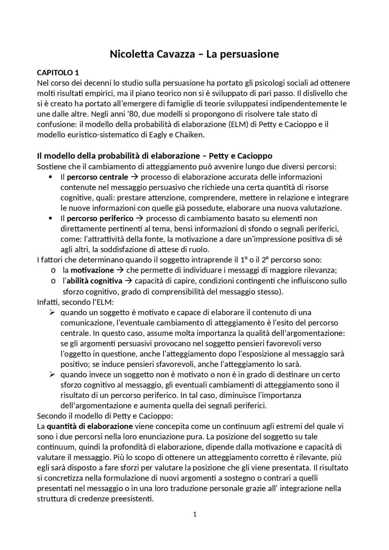 Riassunto Libro La Persuasione Cavazza Docsity
