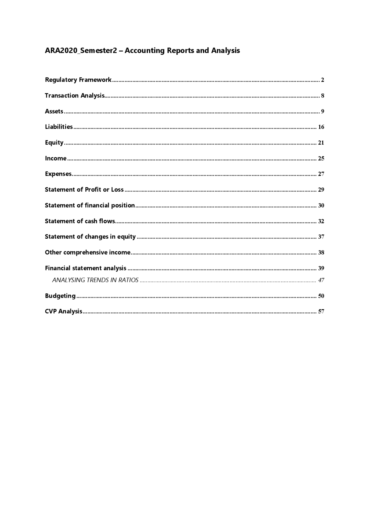 Accounting Reports and Analysis - Docsity