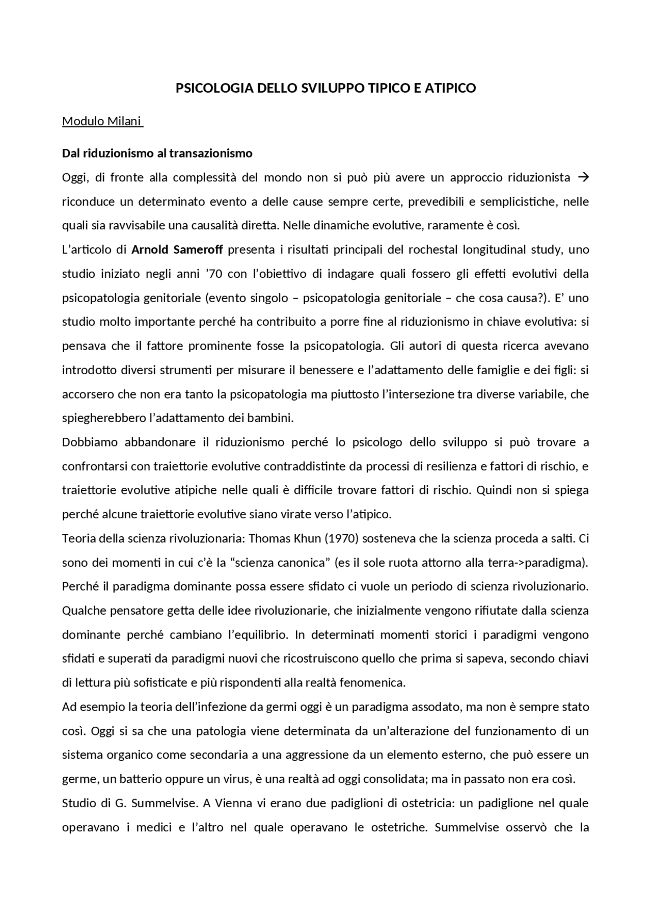 Appunti Psicologia Dello Sviluppo Tipico E Atipico Docsity