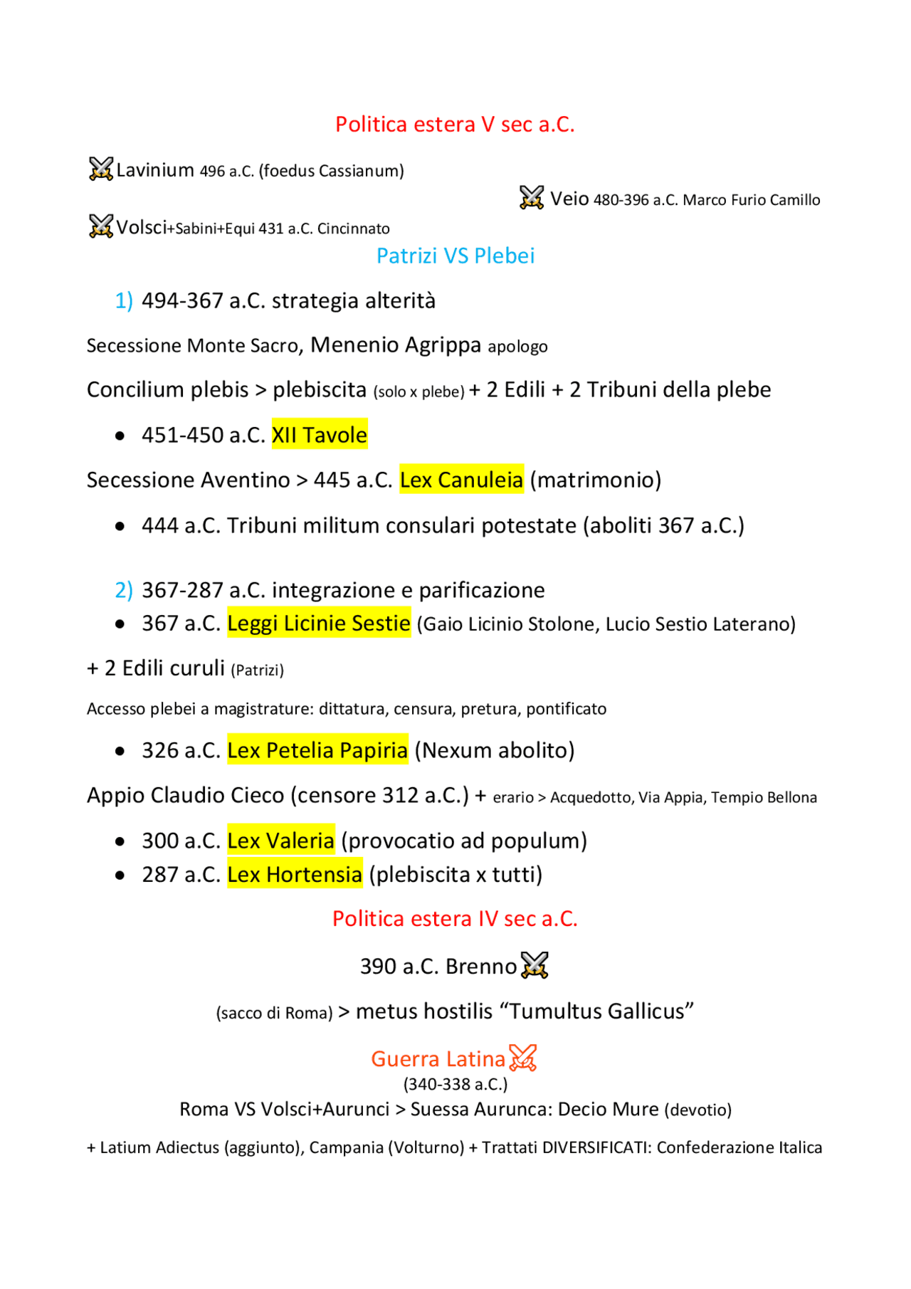 Schema del manuale di Storia romana - Docsity