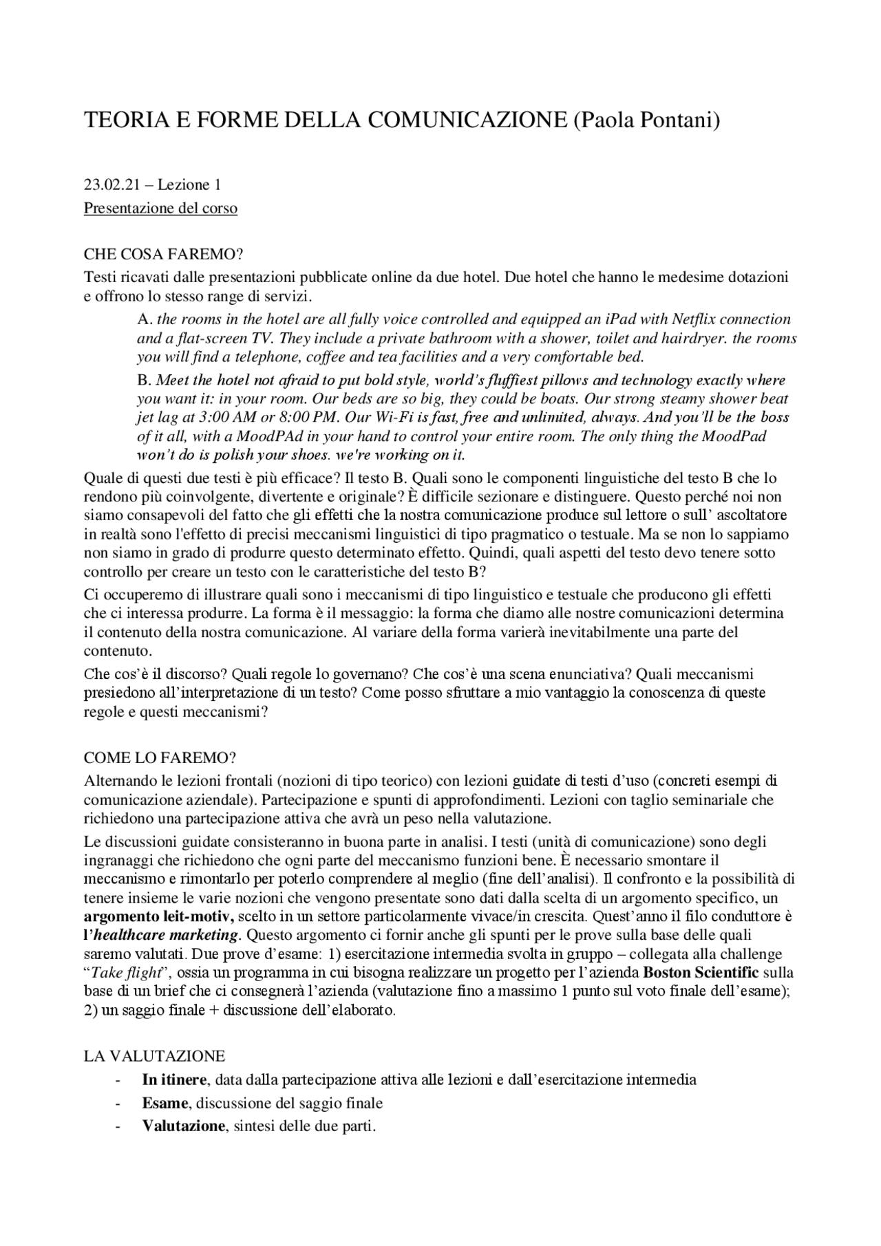 Appunti Di Teoria E Forme Della Comunicazione Cimo Prof Pontani