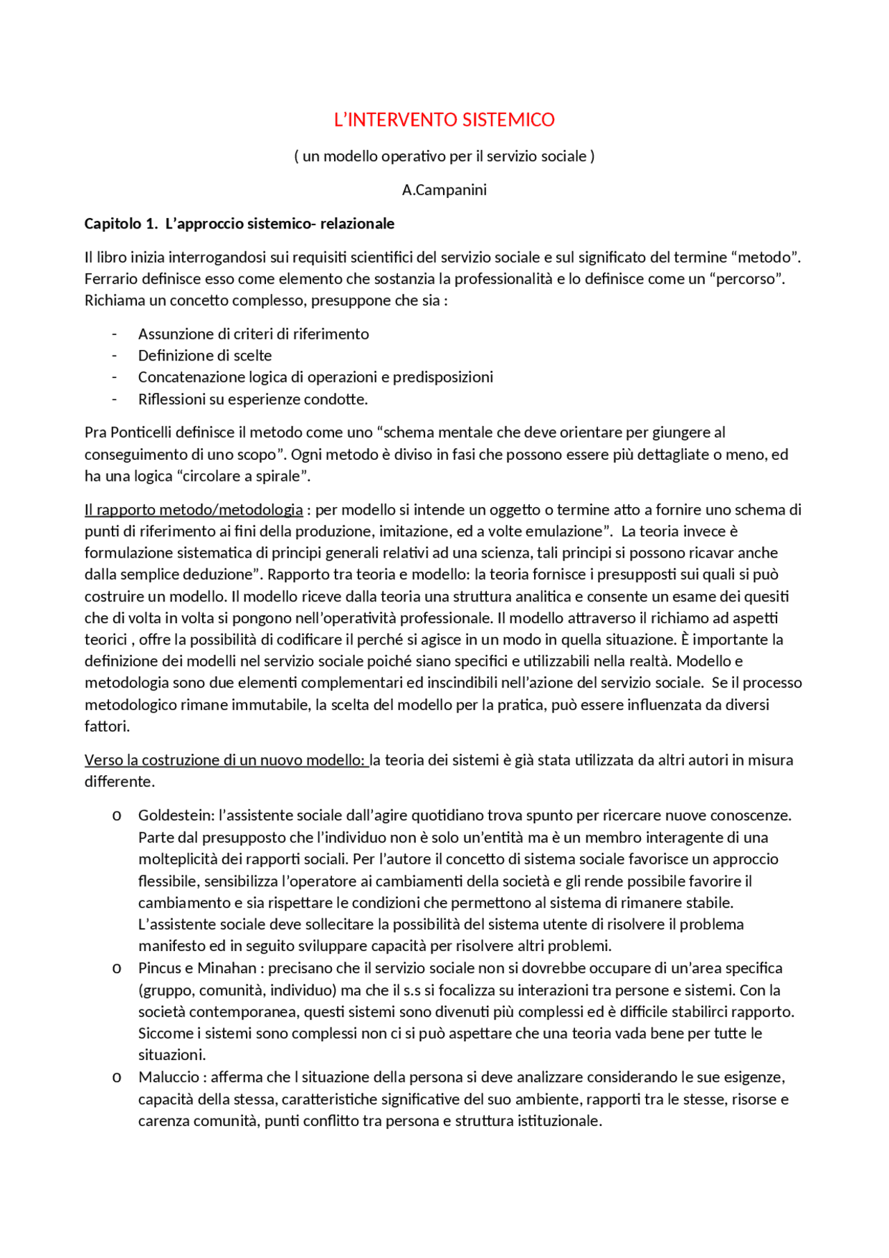 L'intervento sistemico: un modello operativo per il servizio sociale ...