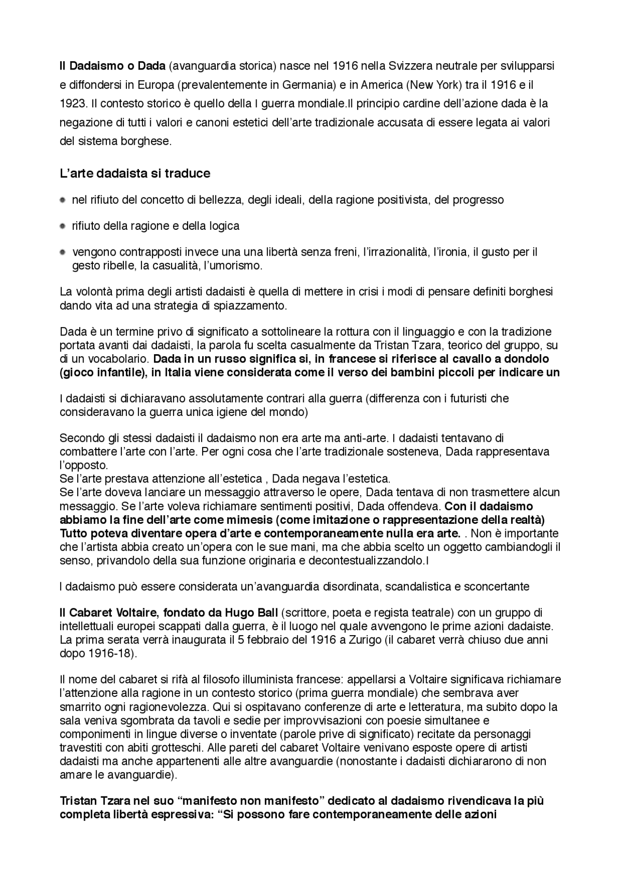 Appunti Sul Dadaismo E Opere Docsity