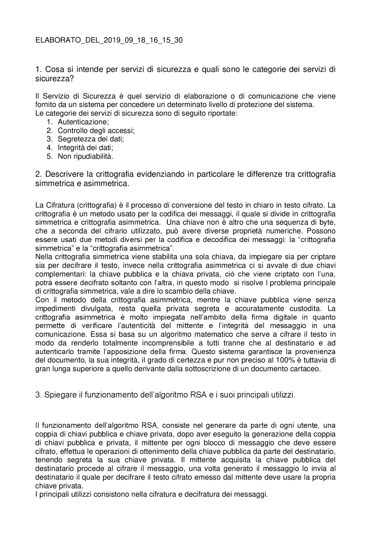 Servizi Di Sicurezza Dei Sistemi Informatici Docsity