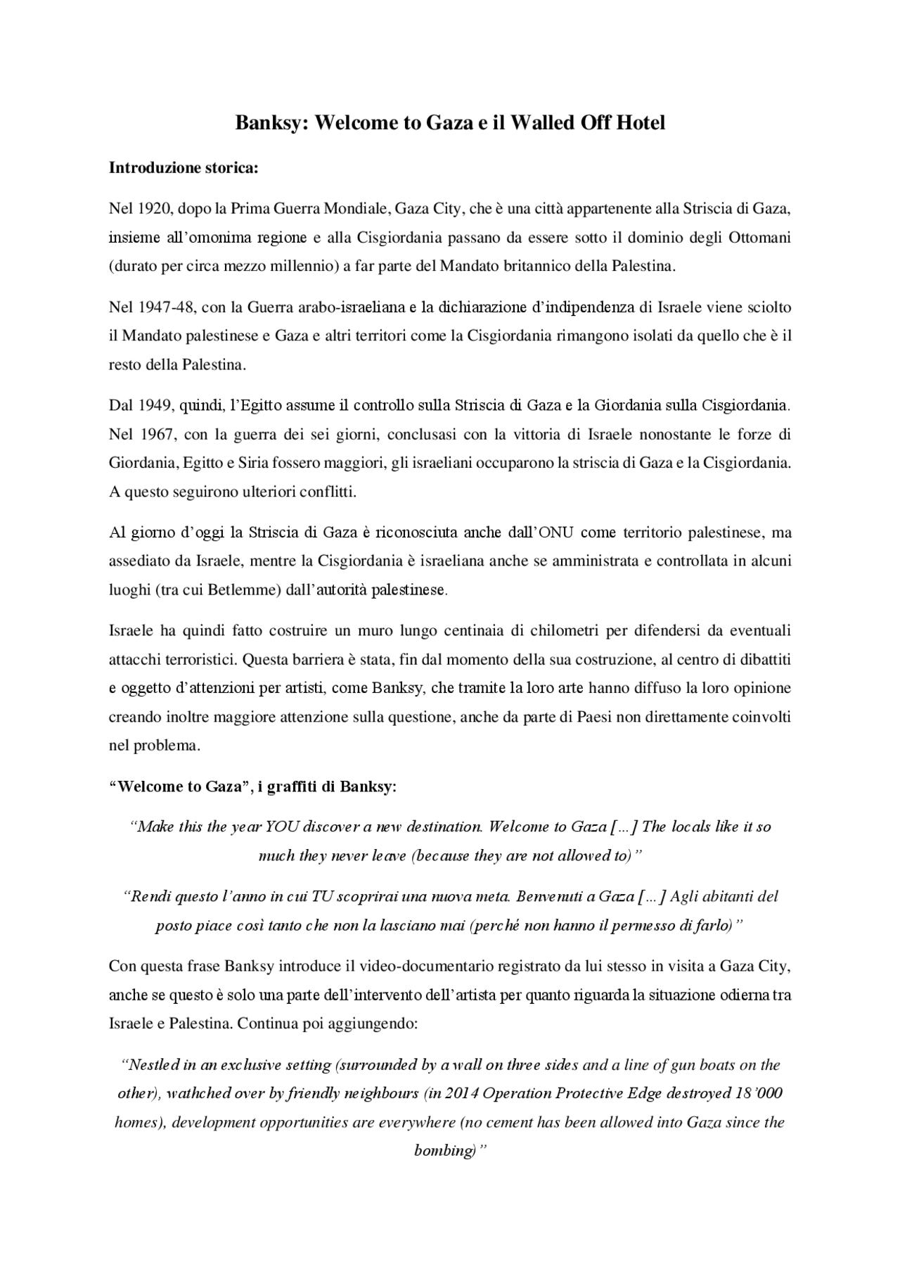 Approfondimento Su Banksy Docsity