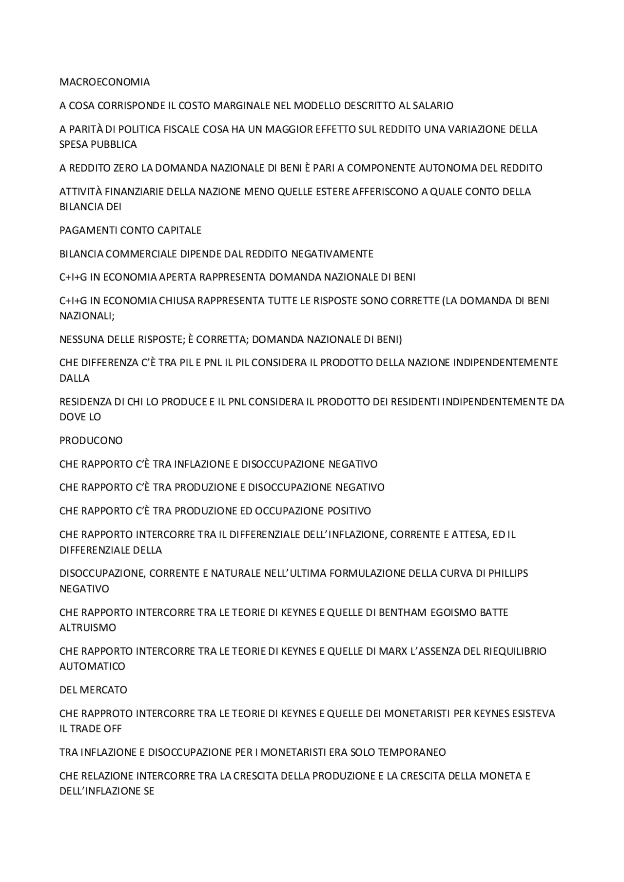 Macroeconomia Parte Di Paniere Docsity