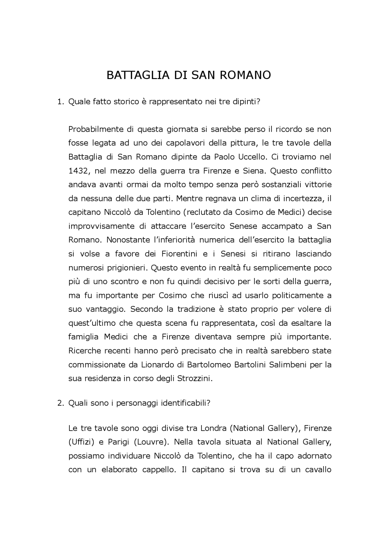 Paolo Uccello E I Fiamminghi Docsity