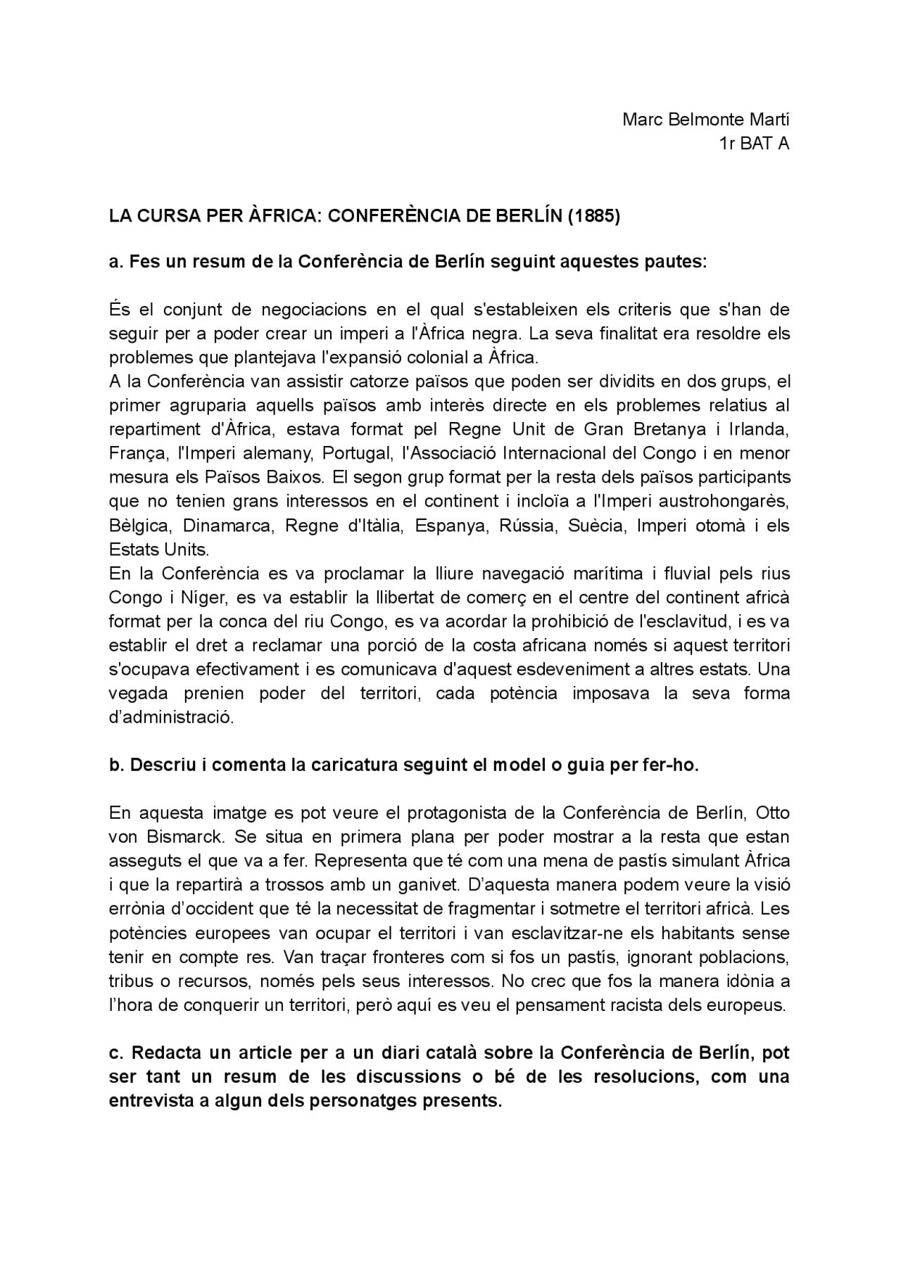 Treball Imperialisme | Ejercicios de Historia del Mundo Contemporáneo - Docsity