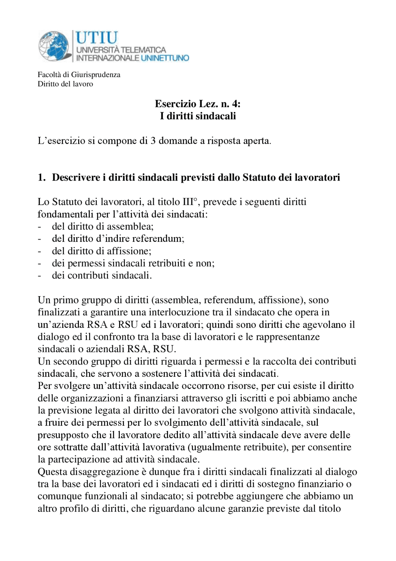 Esercizio Lezione N 4 Propedeutico Esame Docsity