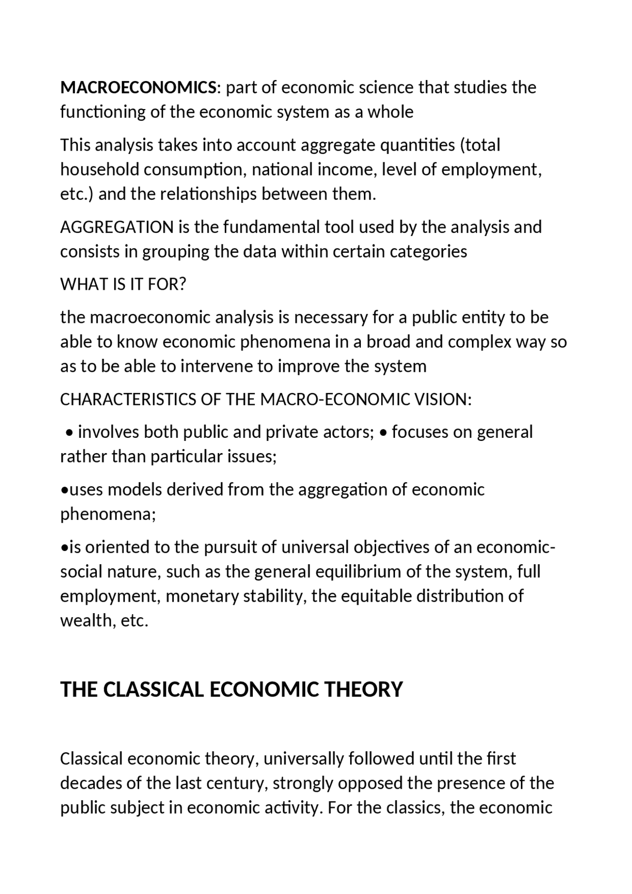 Macroeconomics And Classical Economic Theory Docsity