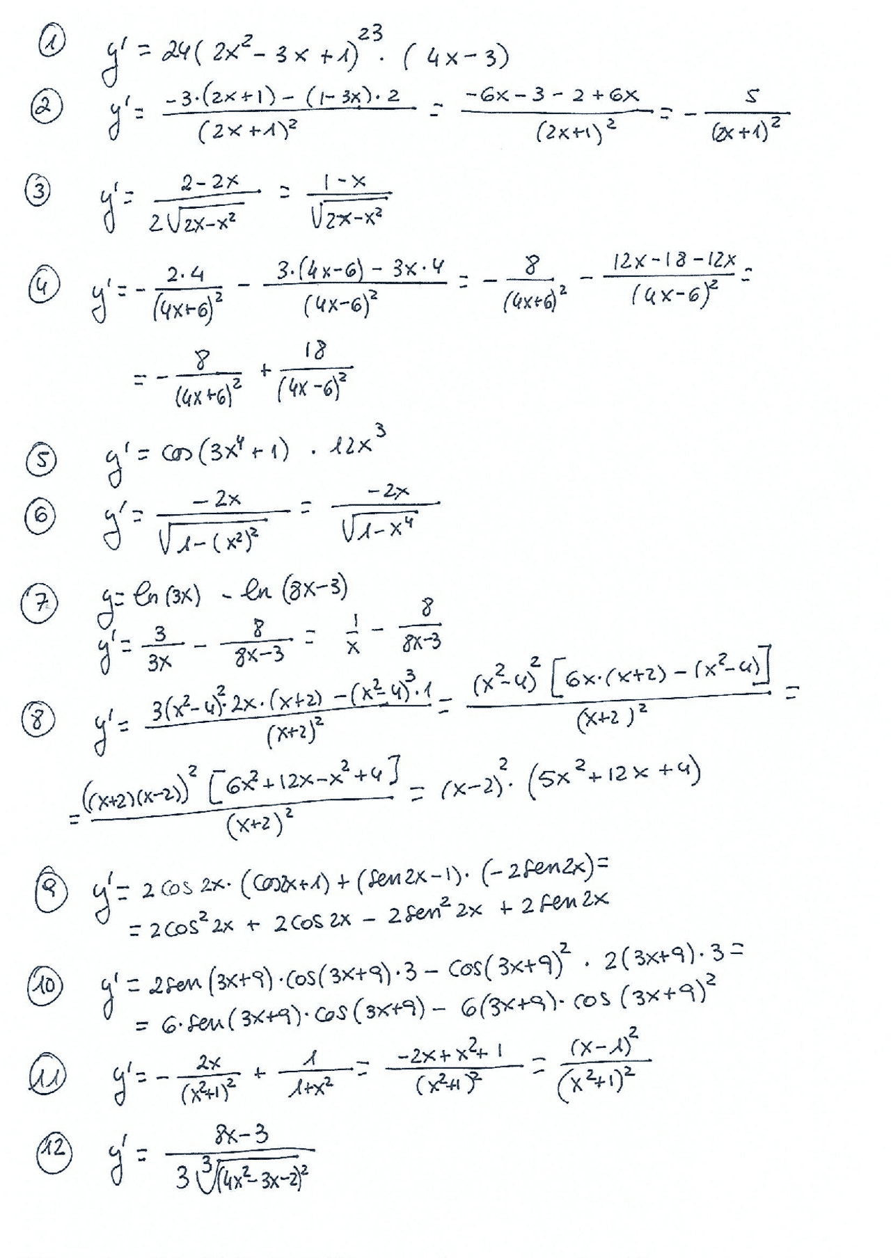 Derivadas Para Resolver Bachillerato Ejercicios De Matemáticas