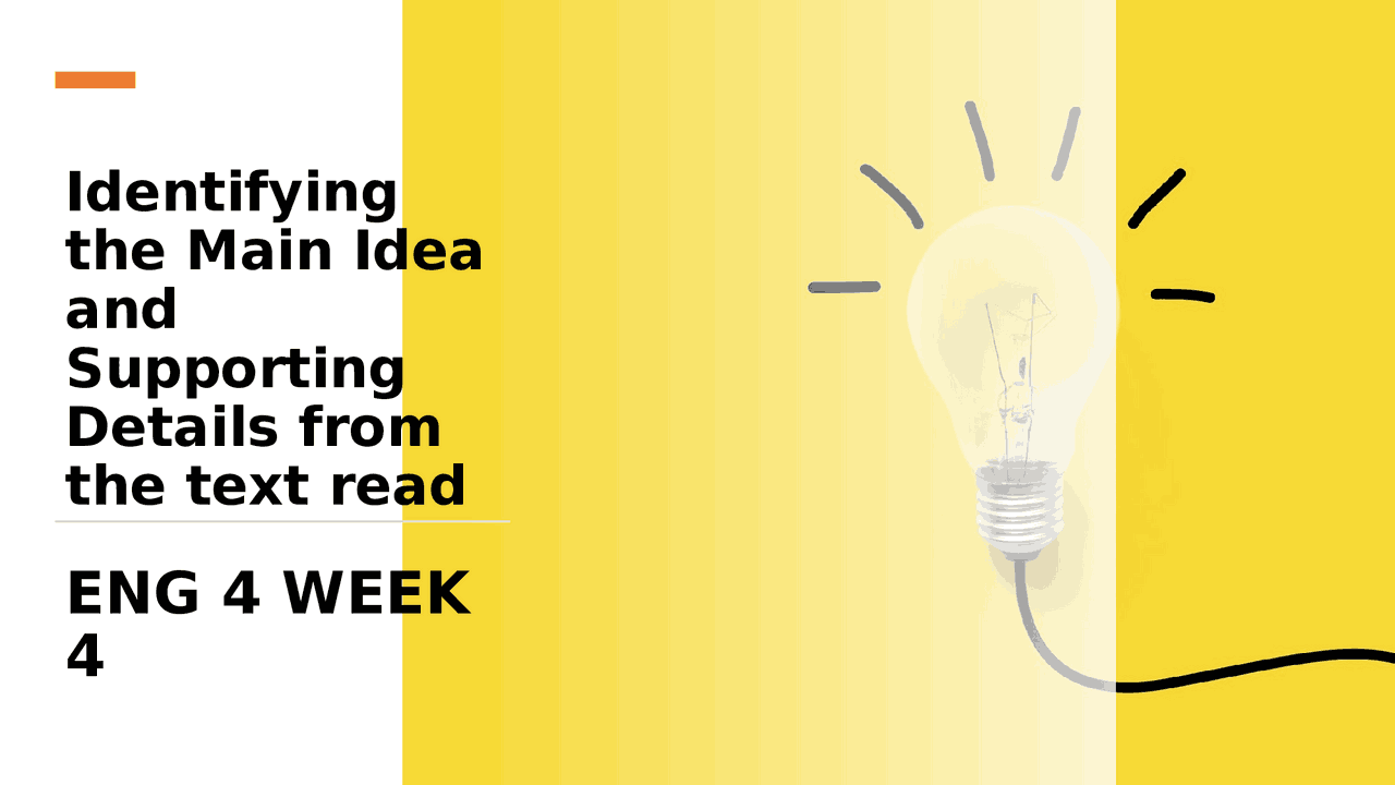 English main idea and supporting details - Docsity