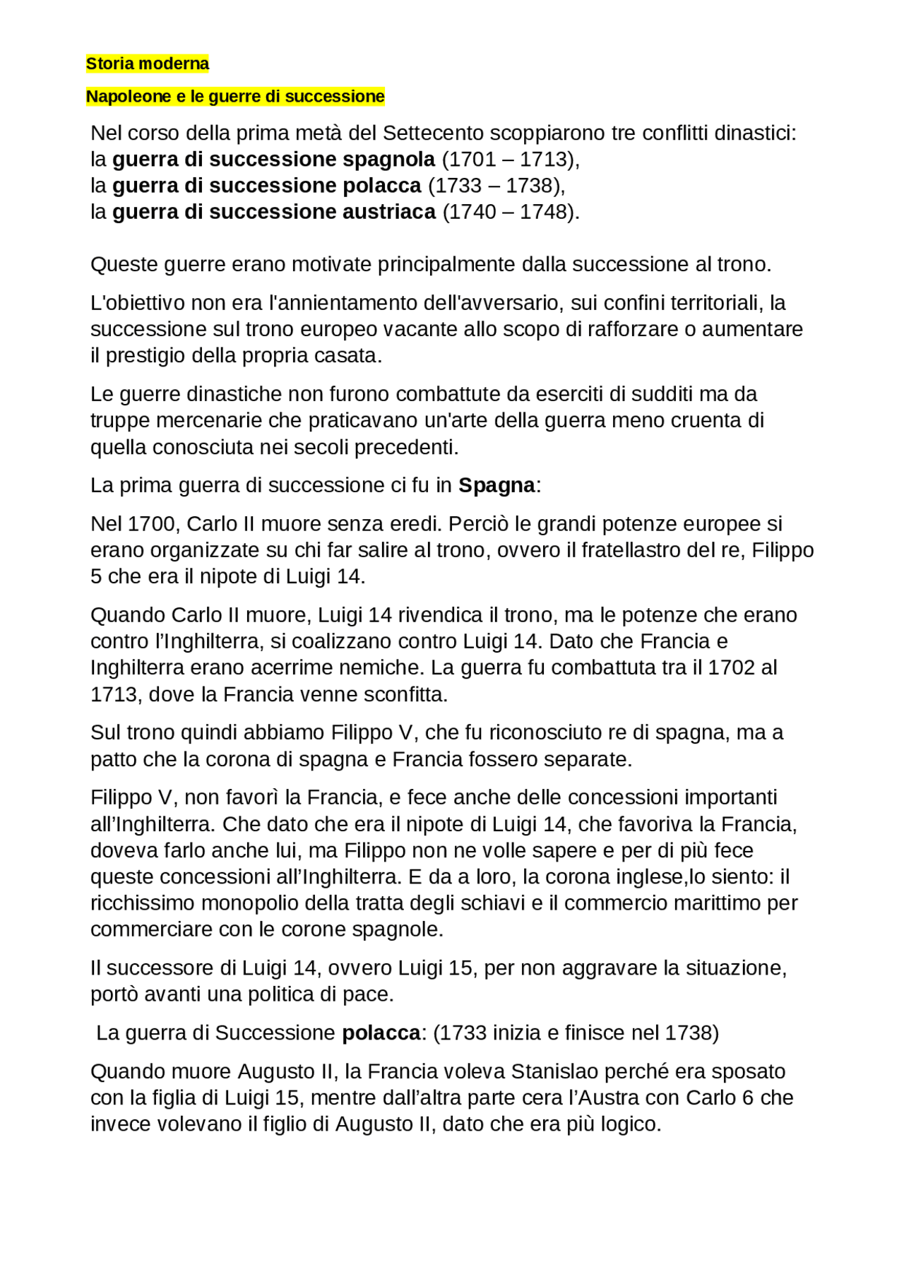 Storia Moderna Napoleone Docsity