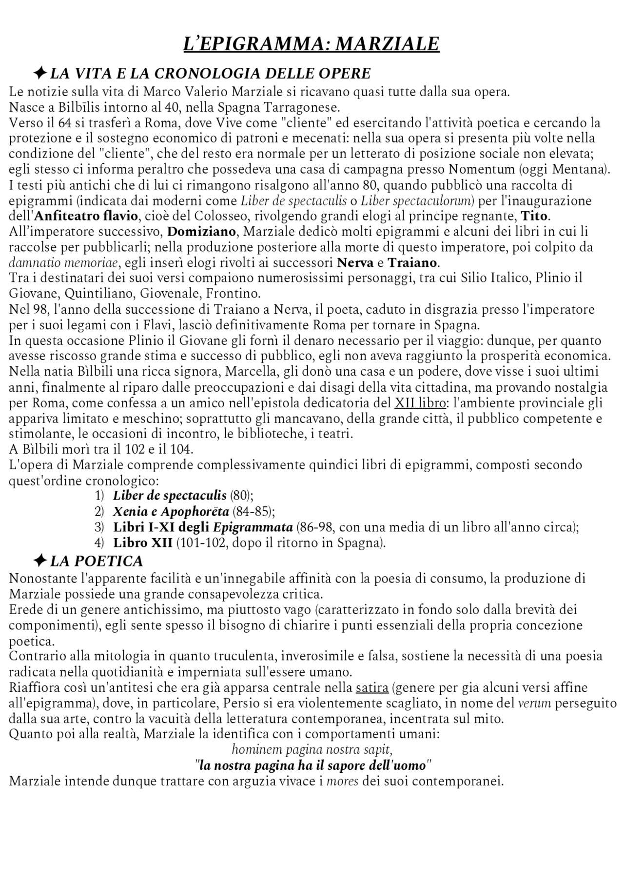 MARZIALE E EPIGRAMMA - Docsity