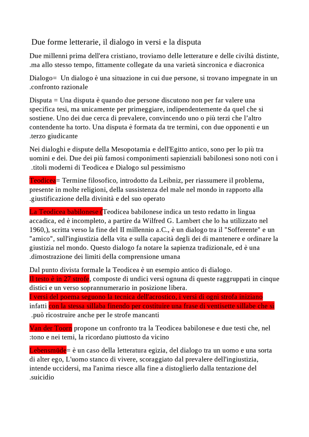 Due Forme Letterarie Docsity