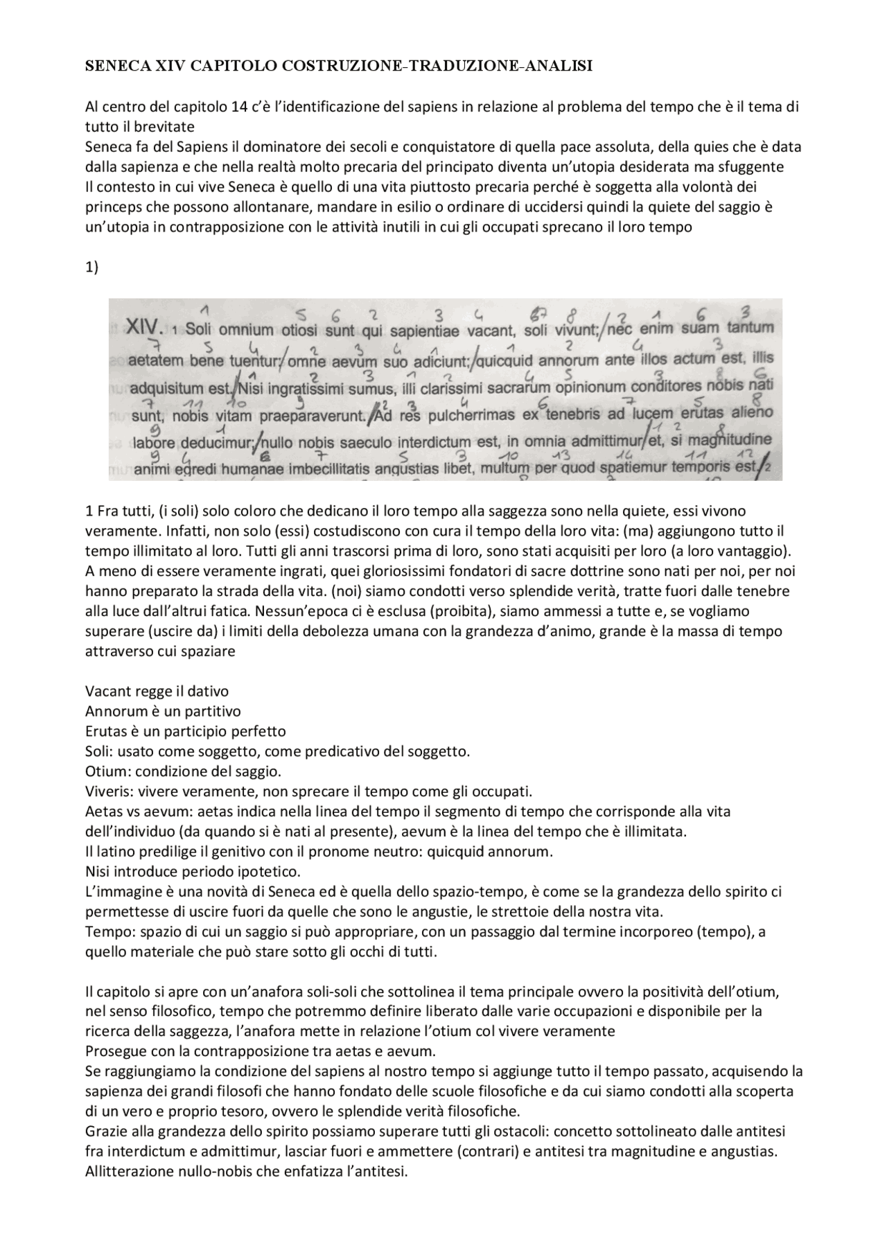 Capitolo 14 De Brevitate Vitae di Seneca - Docsity