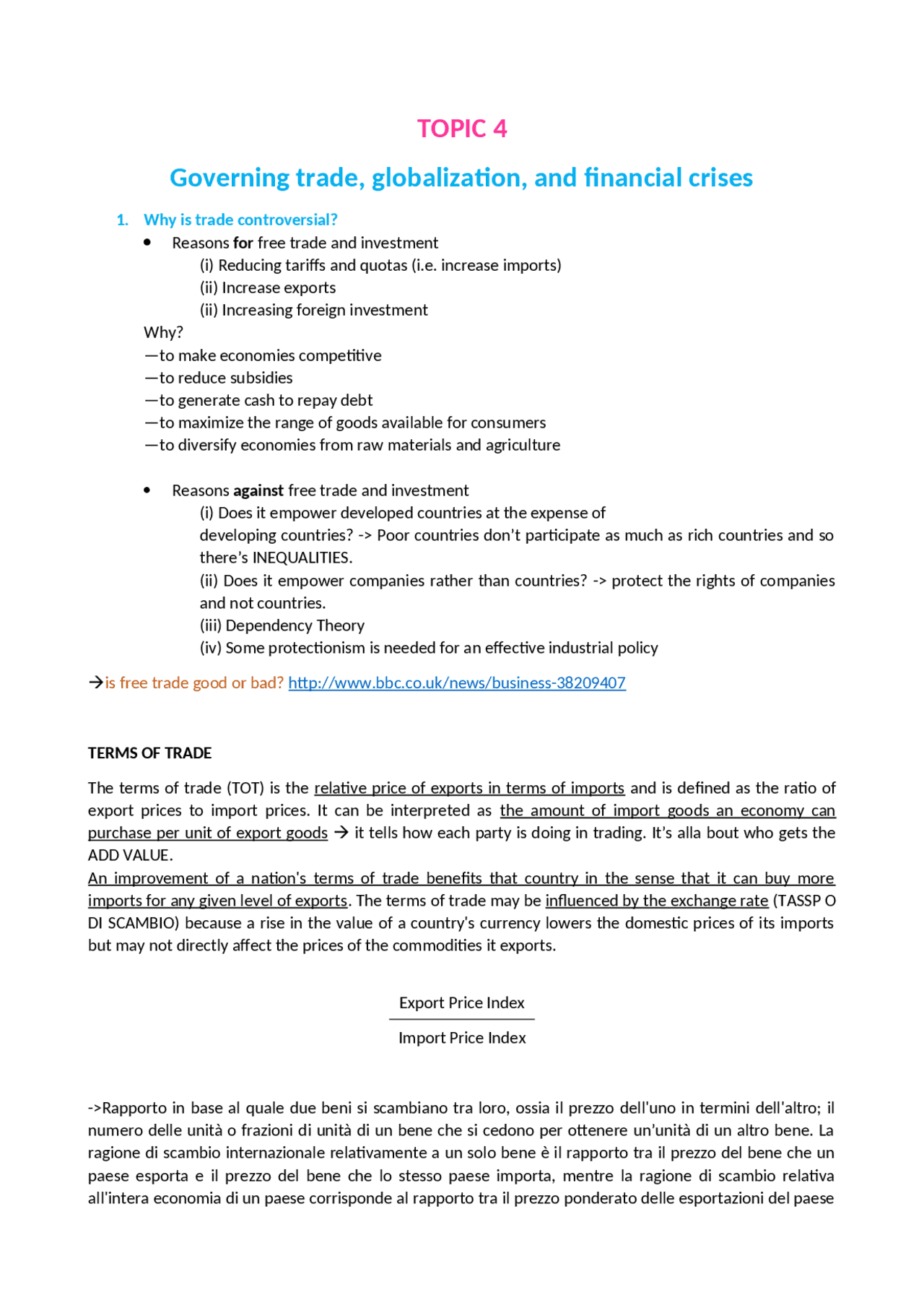 Governing trade, globalization, and financial crises - Docsity