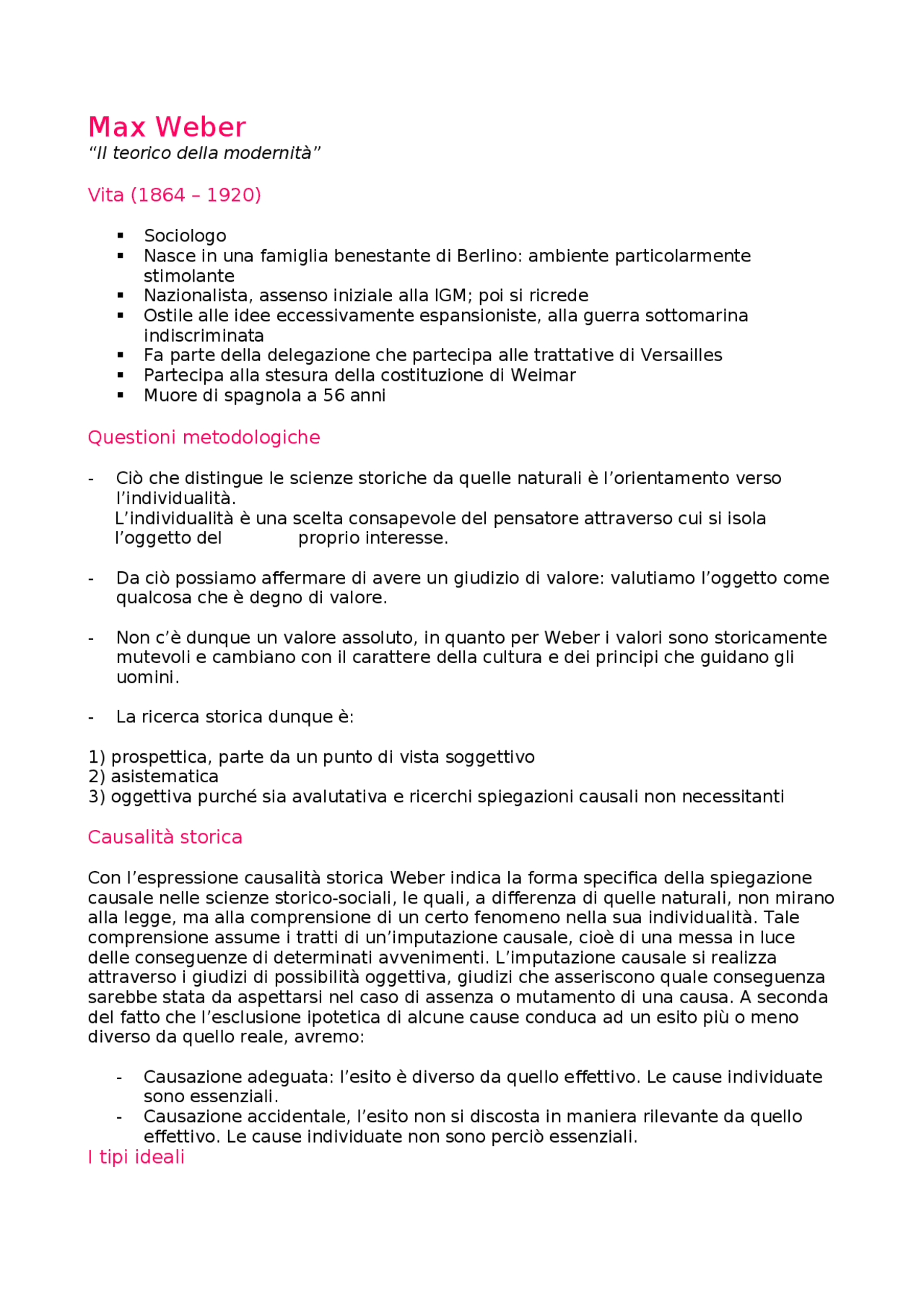 Appunti Su Max Weber Docsity